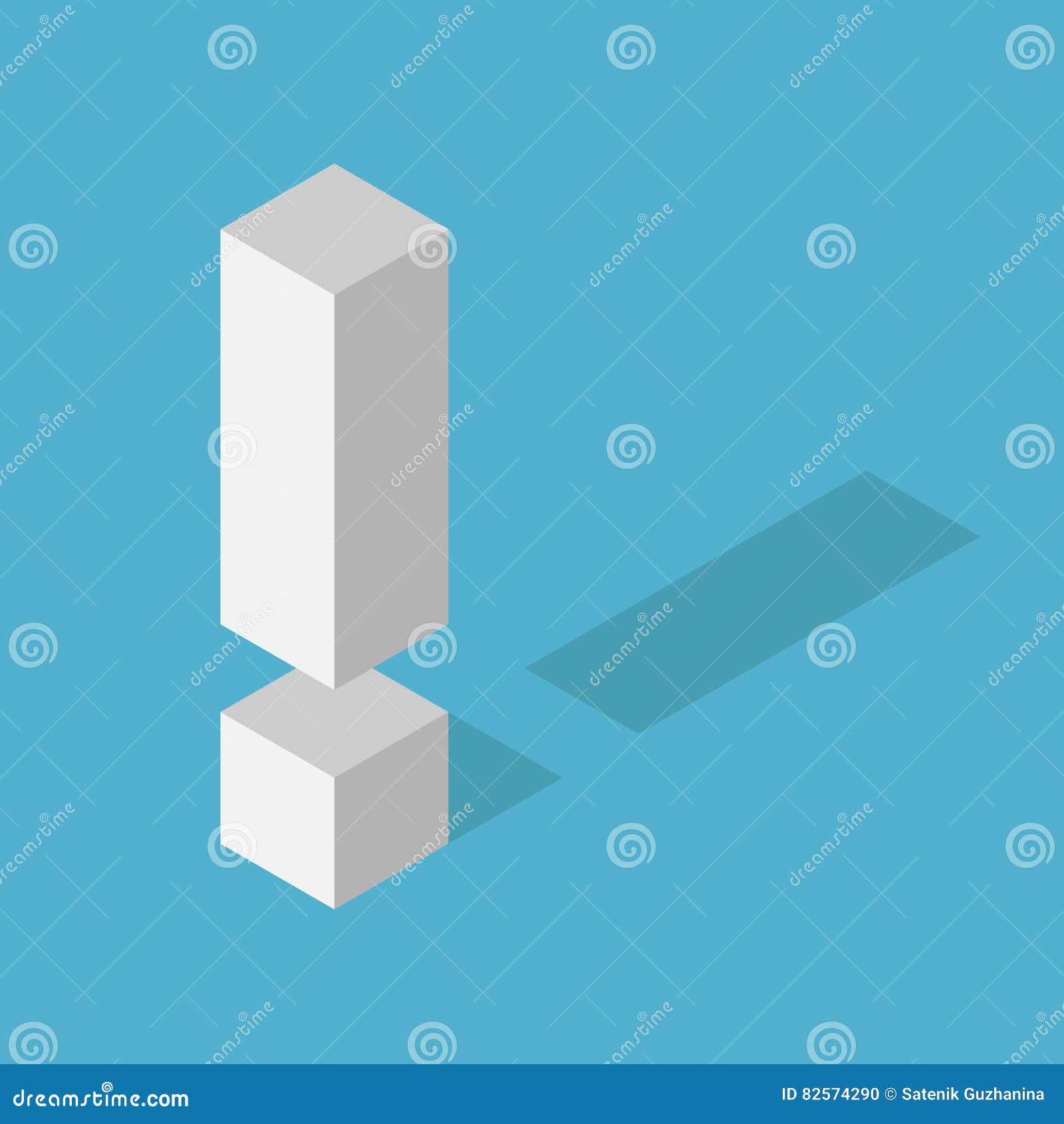 Isometric Exclamation Mark In Various Foreshortening, Isolated On White ...