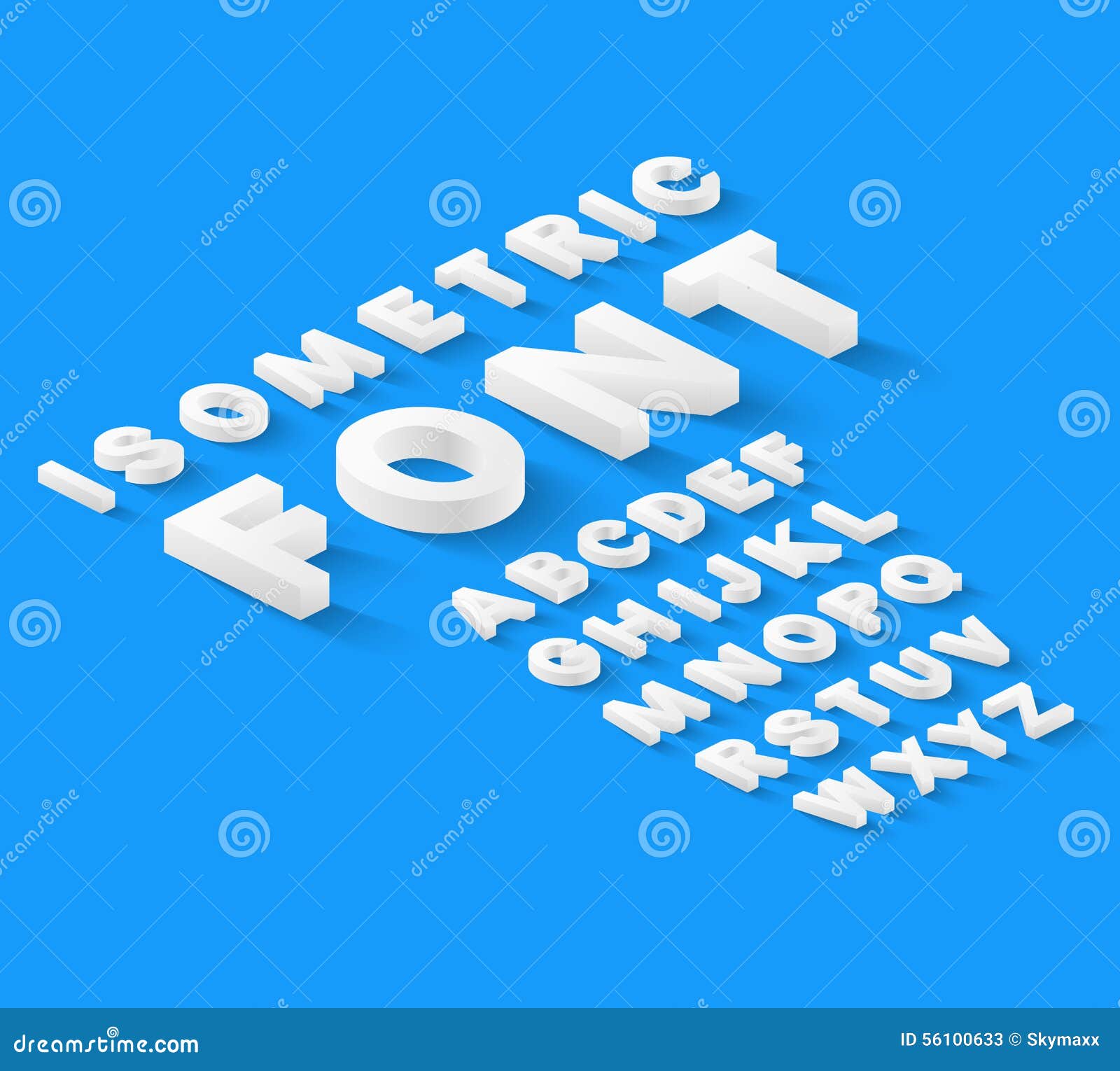 Isometric Font Alphabet Set. 3d Characters And Symbols With Shadow On ...