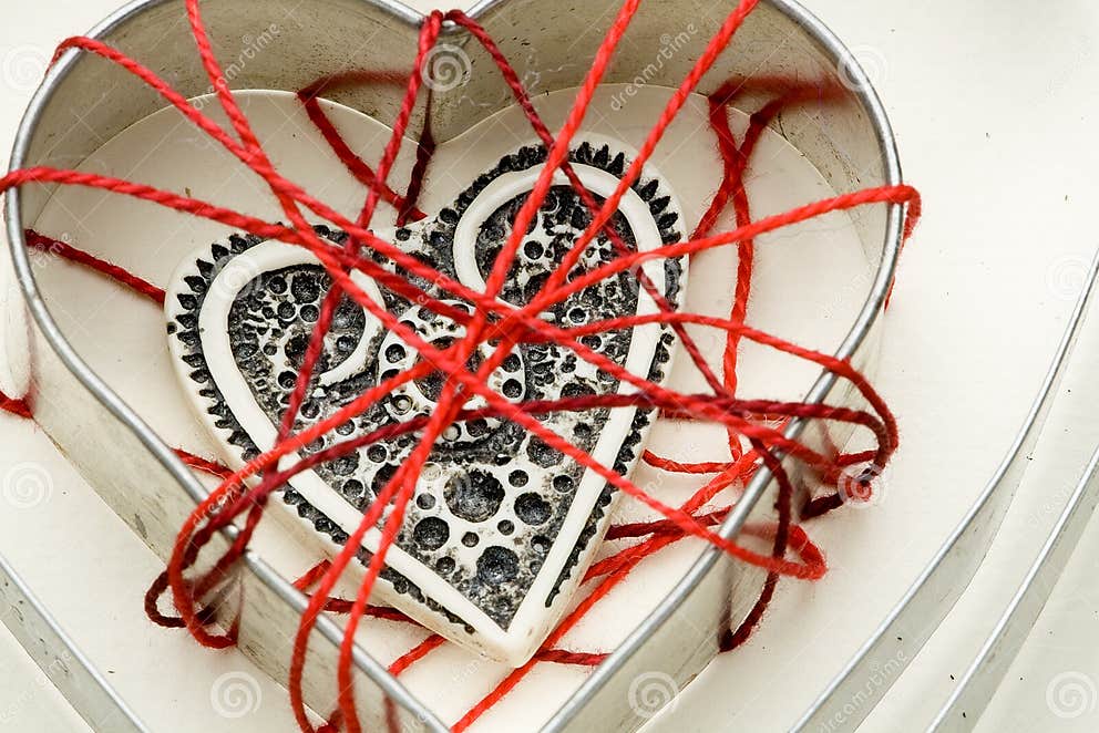 White Ivory Heart Shape in Thread Cobweb Stock Image - Image of beauty ...