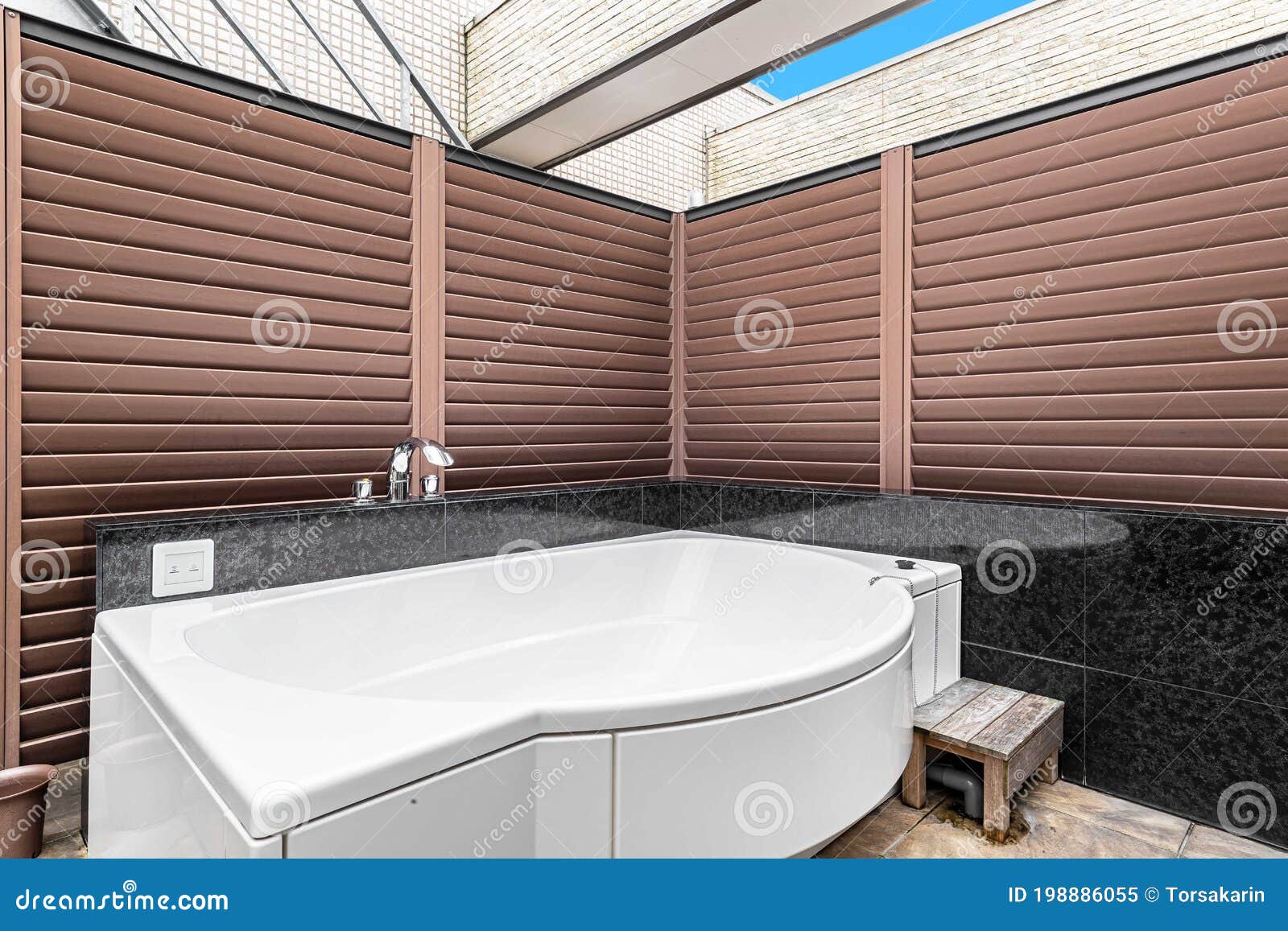 White White Jacuzzi Installed Outside the Balcony Stock Image - Image ...