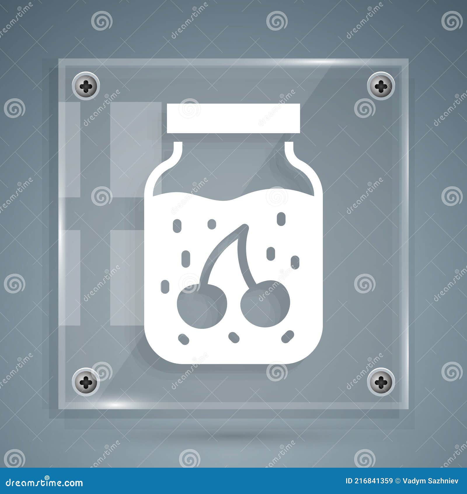 White Jam Jar Icon Isolated on Grey Background. Square Glass Panels ...