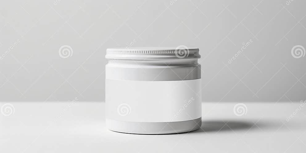 A White Jar with a Blank Label, Isolated on a White Surface Stock Photo ...