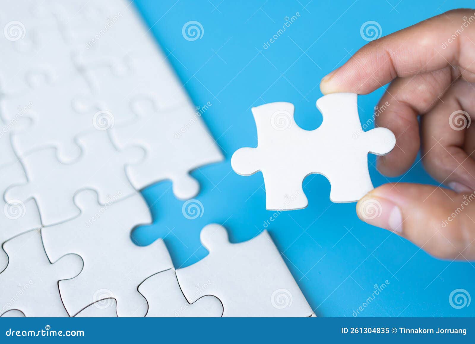 White Jigsaw in the Hands, the Correct Solution. Teamwork, Solving and ...