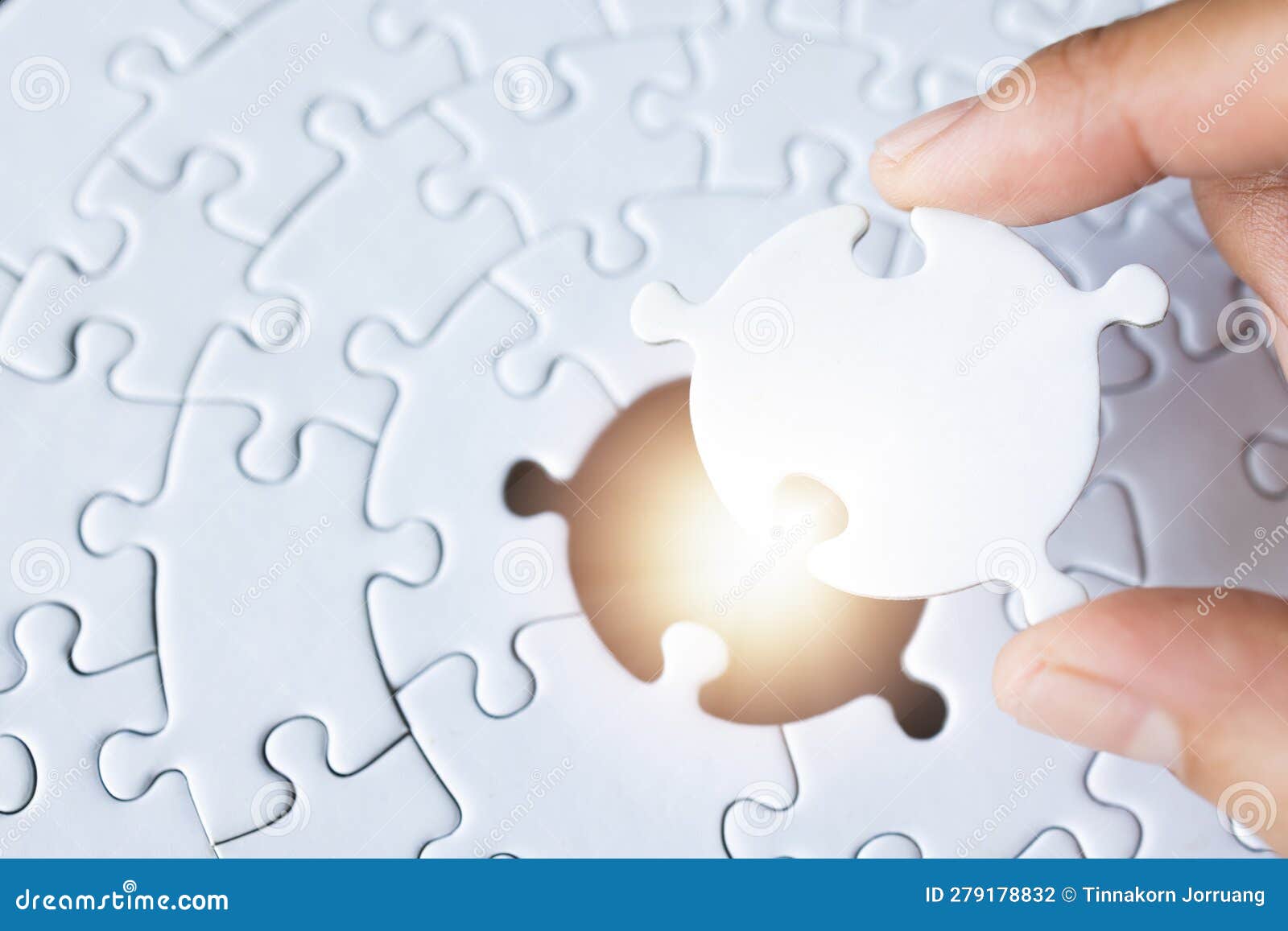 White Jigsaw in the Hands, the Correct Solution. Teamwork, Solving and ...