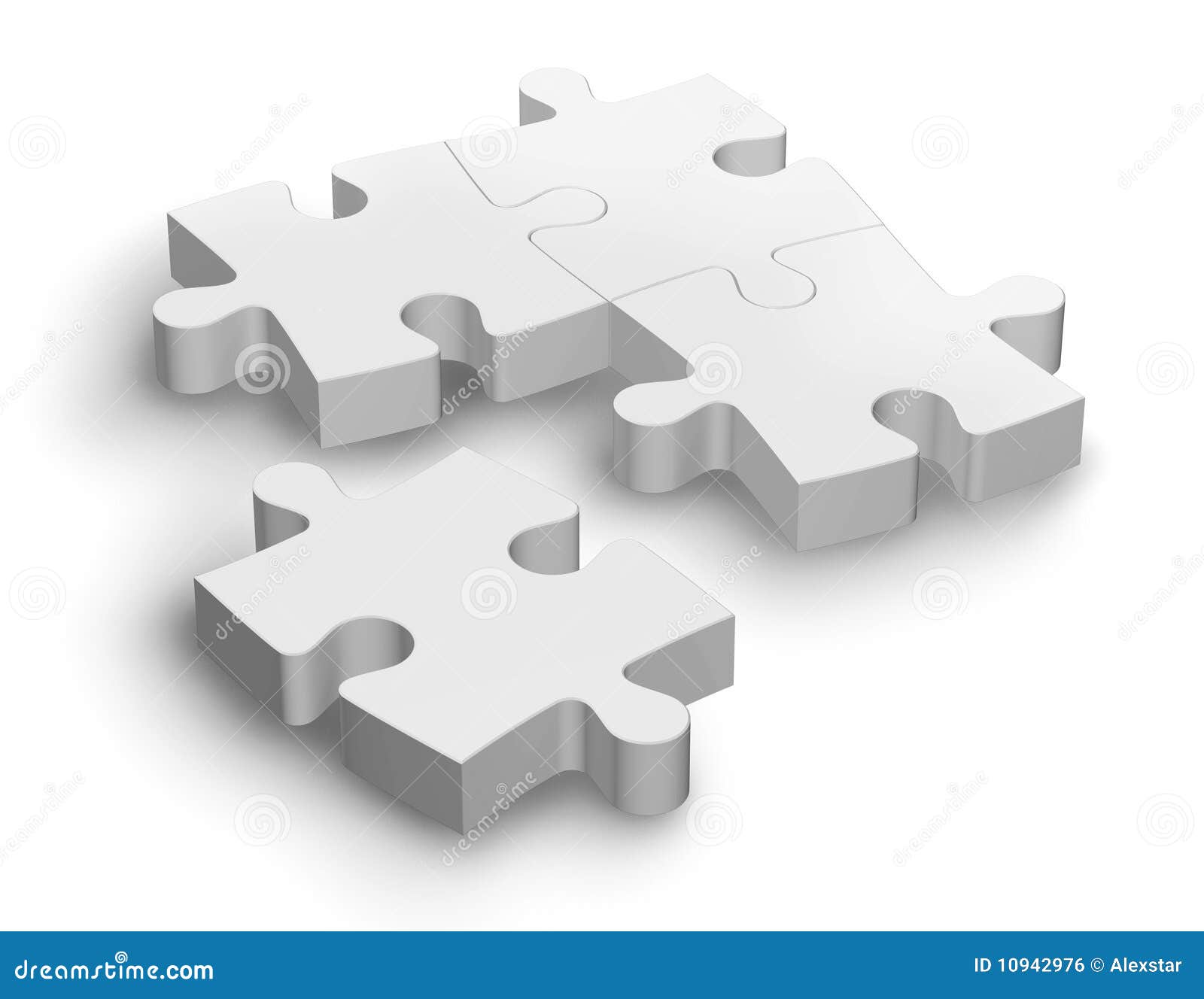 White Jigsaw Puzzle Pieces Concept On White Wall Background With Shadow ...