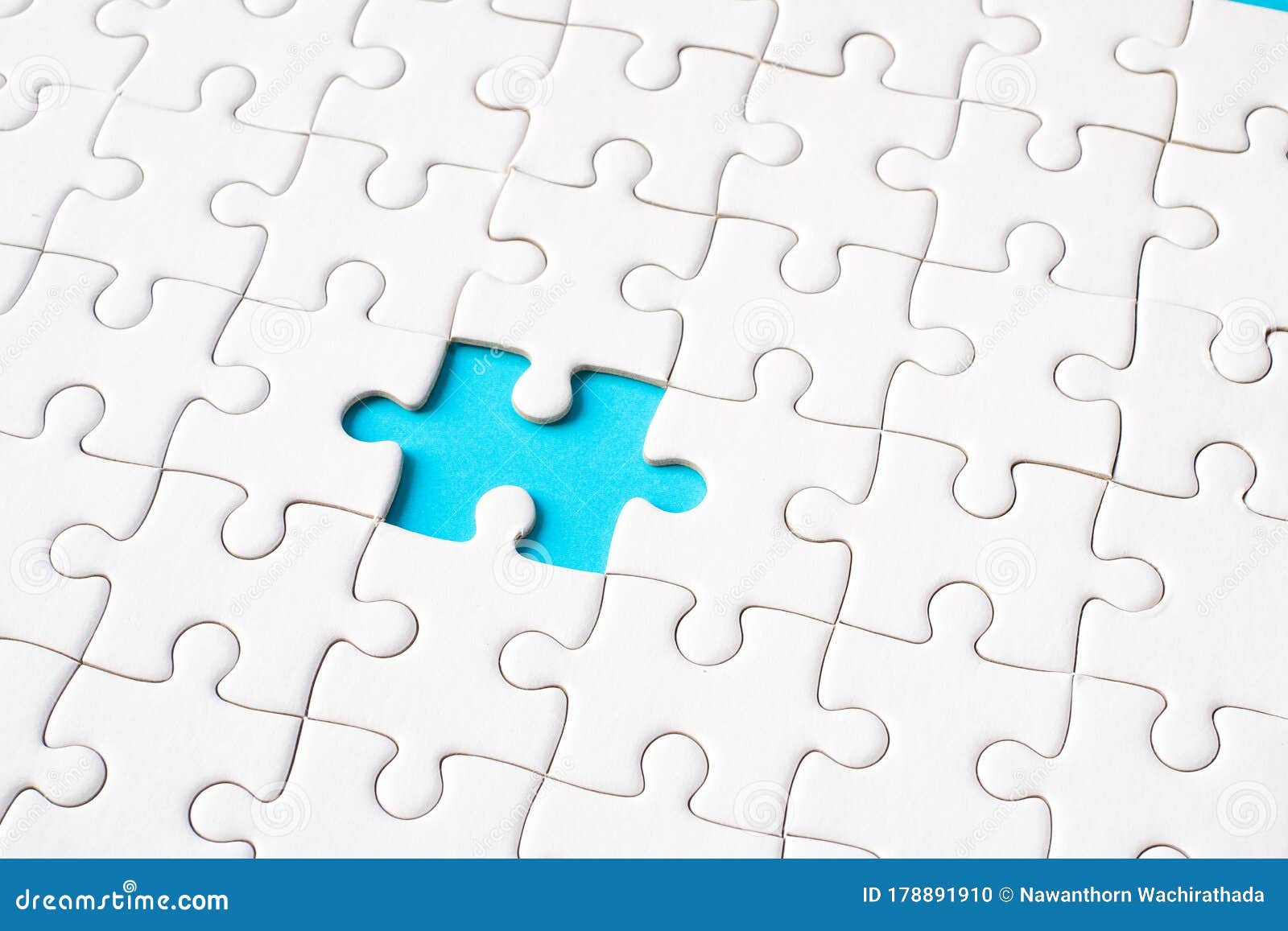 White Jigsaw Puzzle on Blue Background Blue Gap - Idea Solution Concept ...