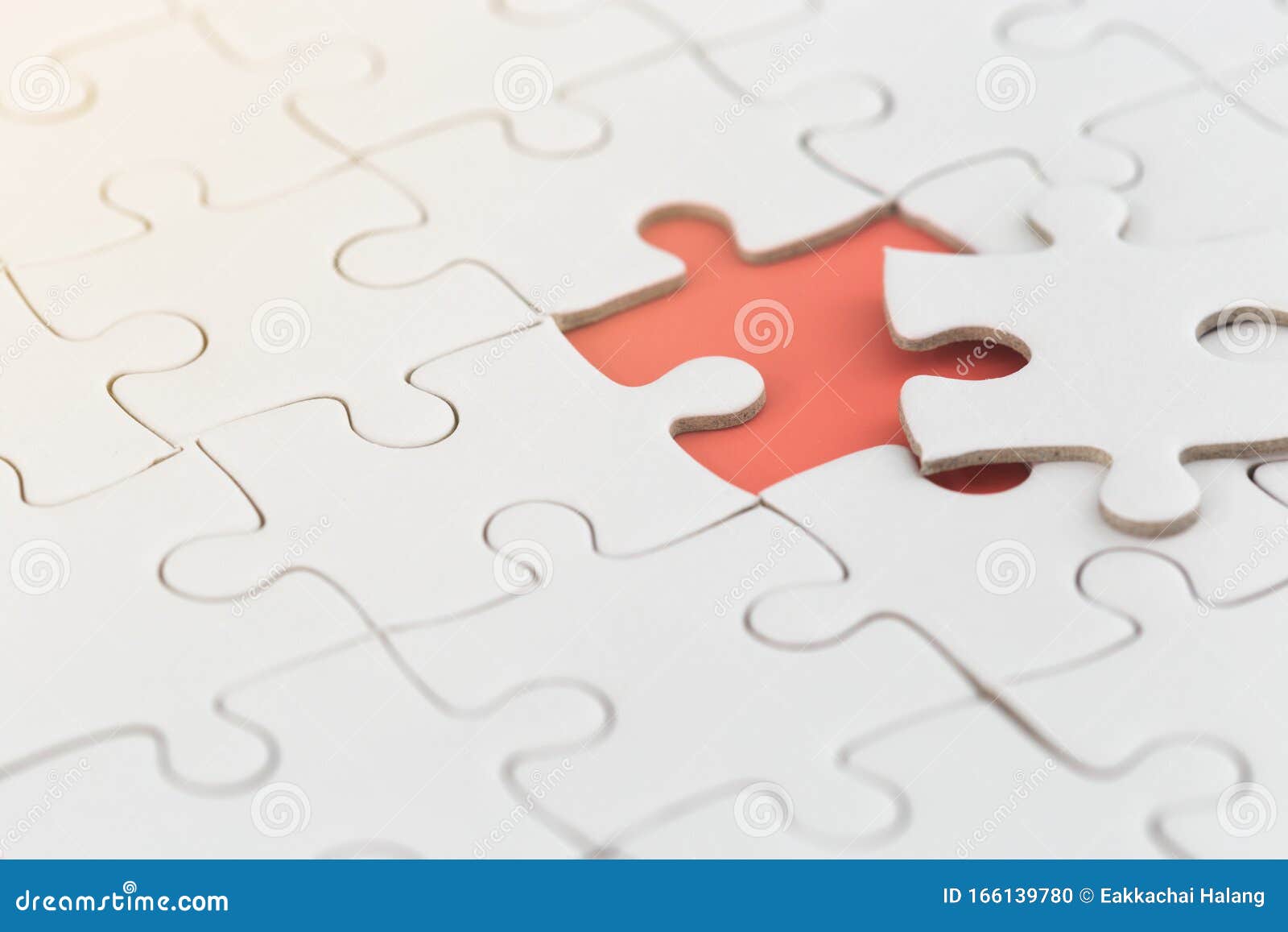 White Jigsaw Puzzle with Missing Piece with Orange Color Stock Photo ...
