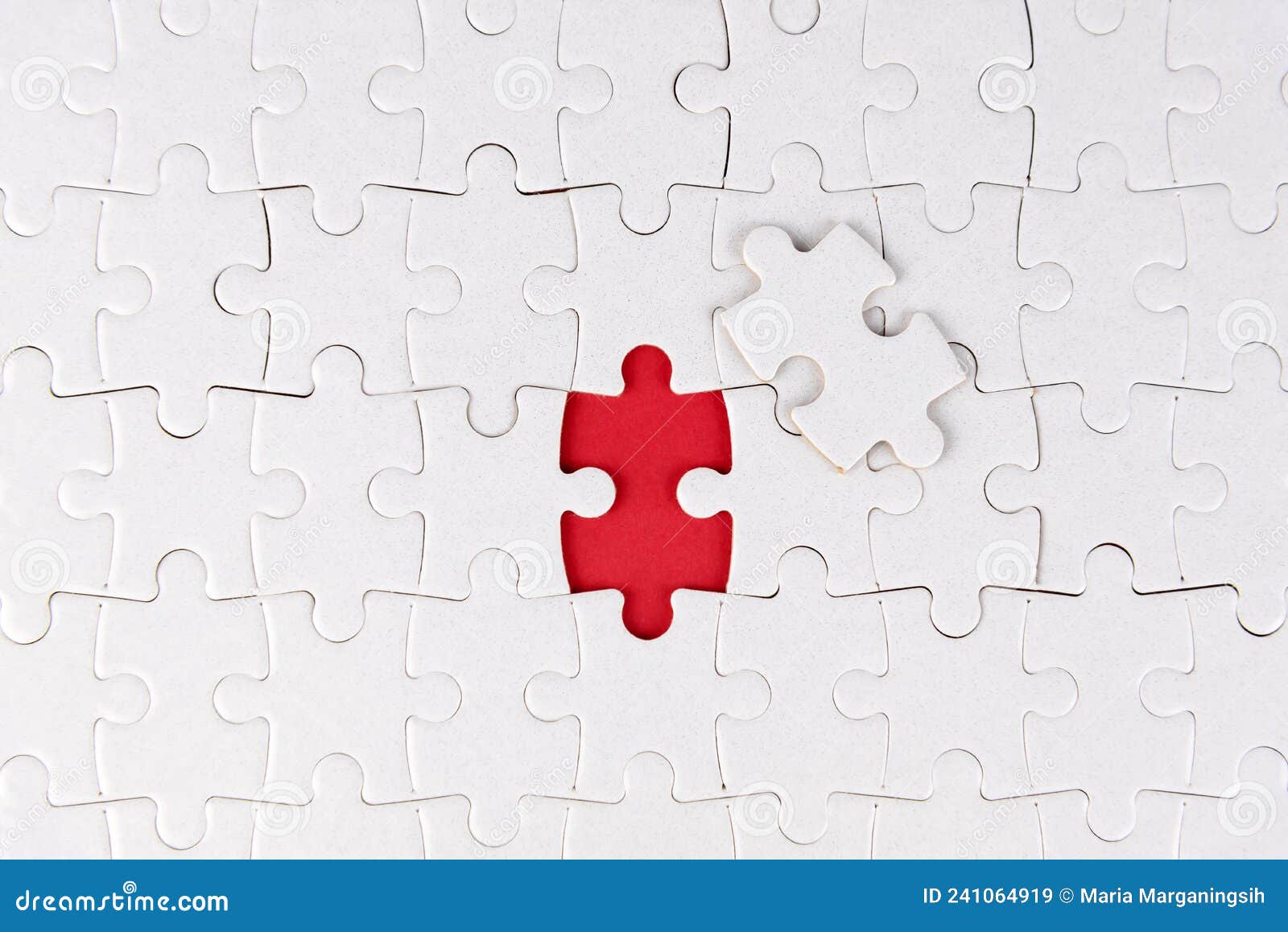 White Jigsaw Puzzle with Missing Piece on Red. Business Concept. White ...
