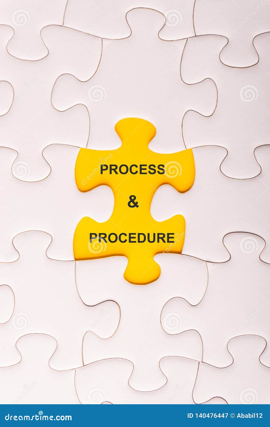 White Jigsaw Puzzle and Missing Pieces with Words PROCESS and PROCEDURE ...