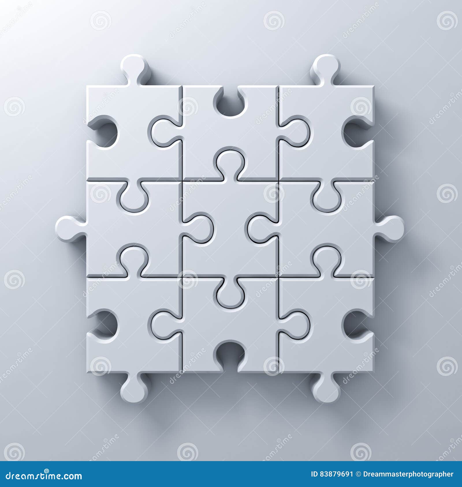 White Jigsaw Puzzle Pieces Concept on White Wall Background with Shadow ...