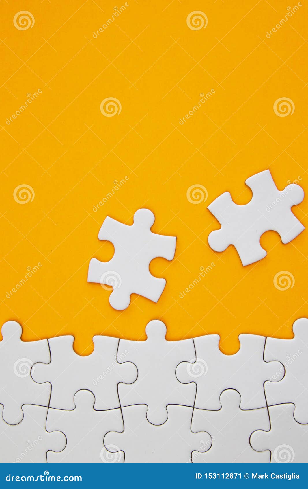 White Jigsaw Puzzle Pieces on Orange Background with Negative Space ...
