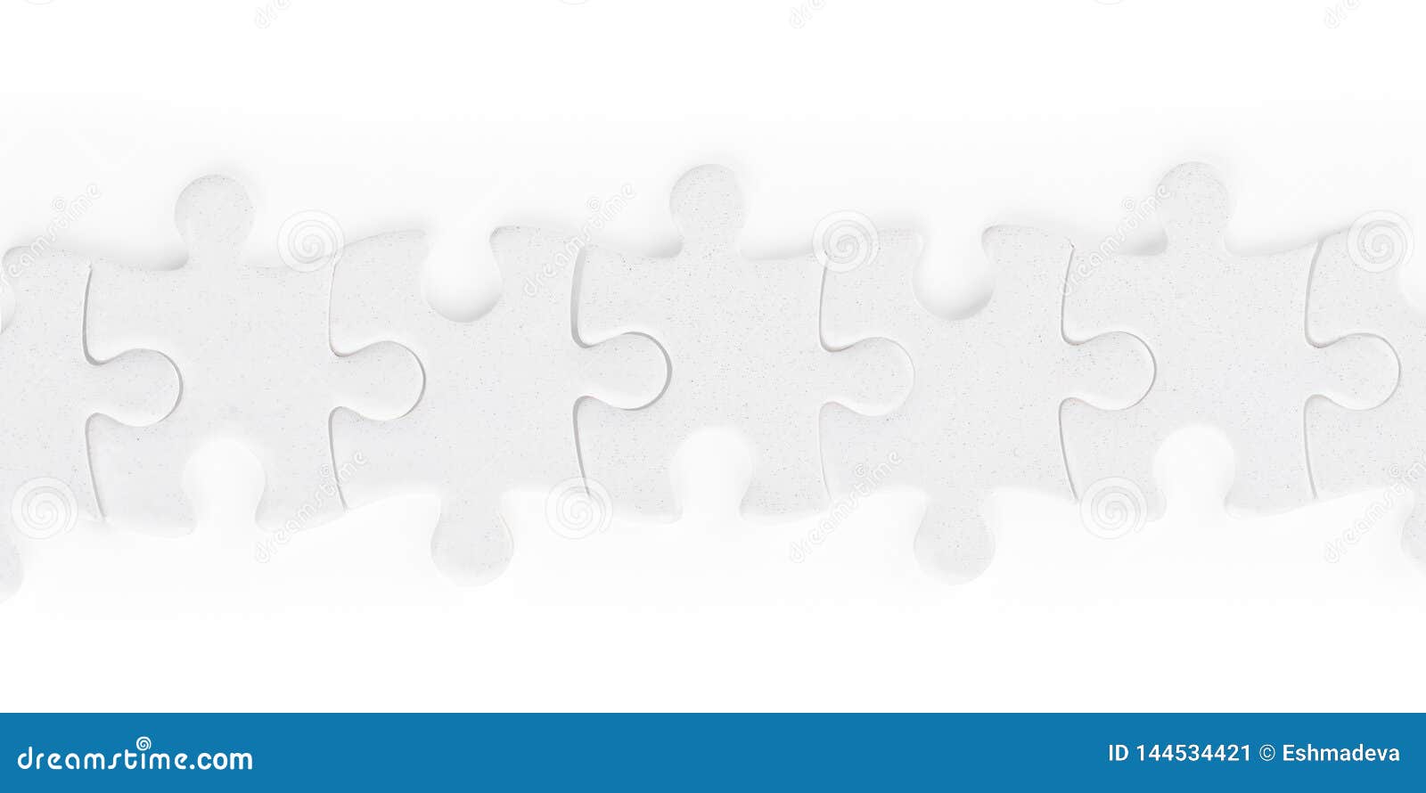 White Jigsaw Puzzle Pieces Row Isolated with Clipping Path Stock Image ...