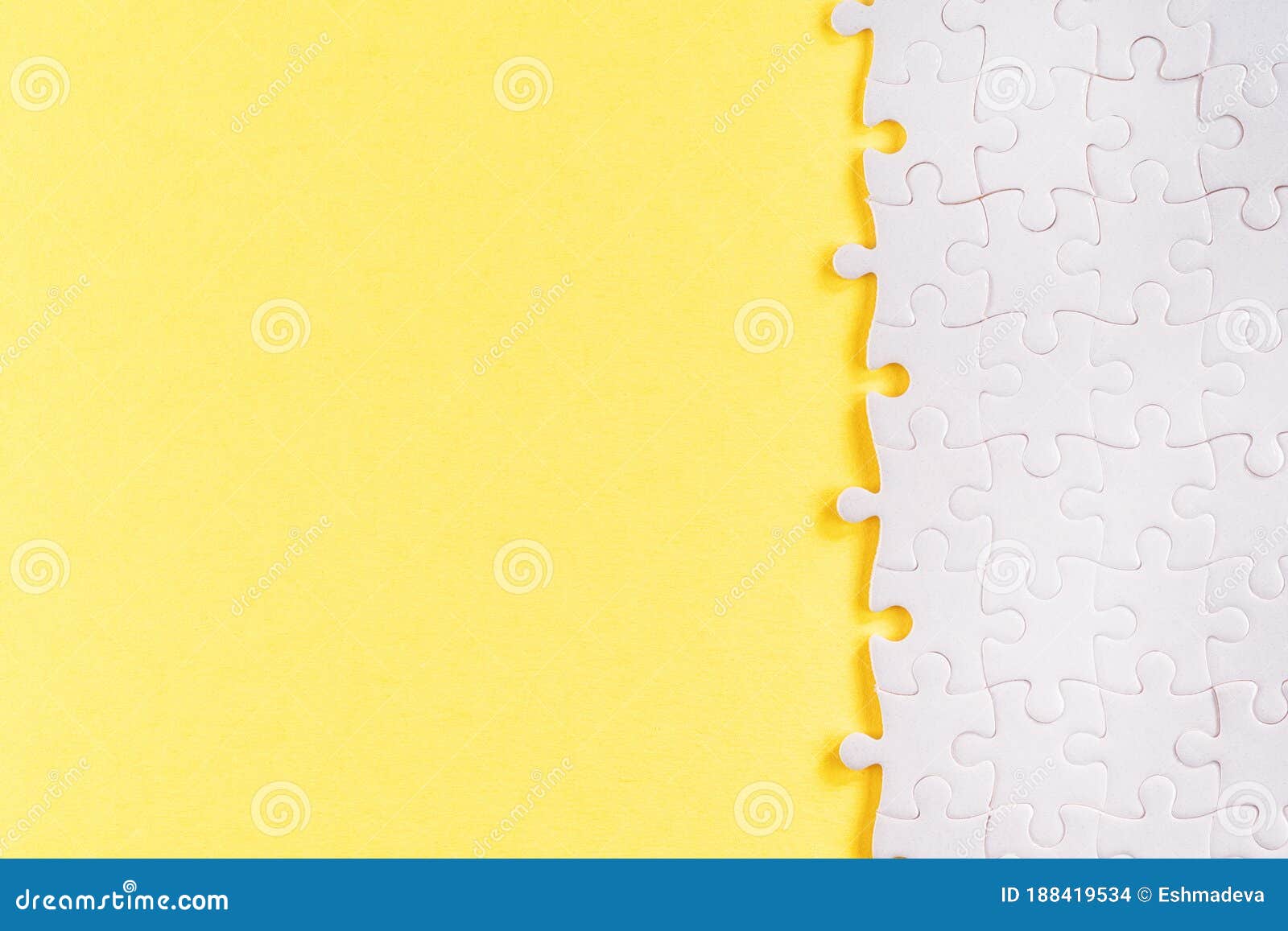 White Jigsaw Puzzle Pieces on Yellow Background Stock Photo - Image of ...