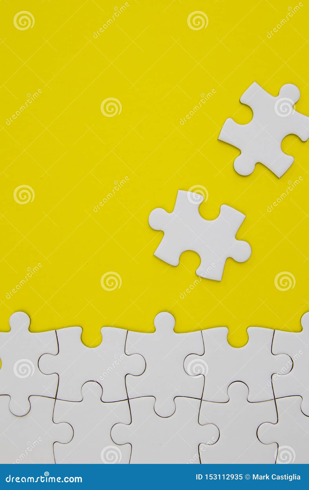 White Jigsaw Puzzle Pieces on Yellow Background with Negative Space ...