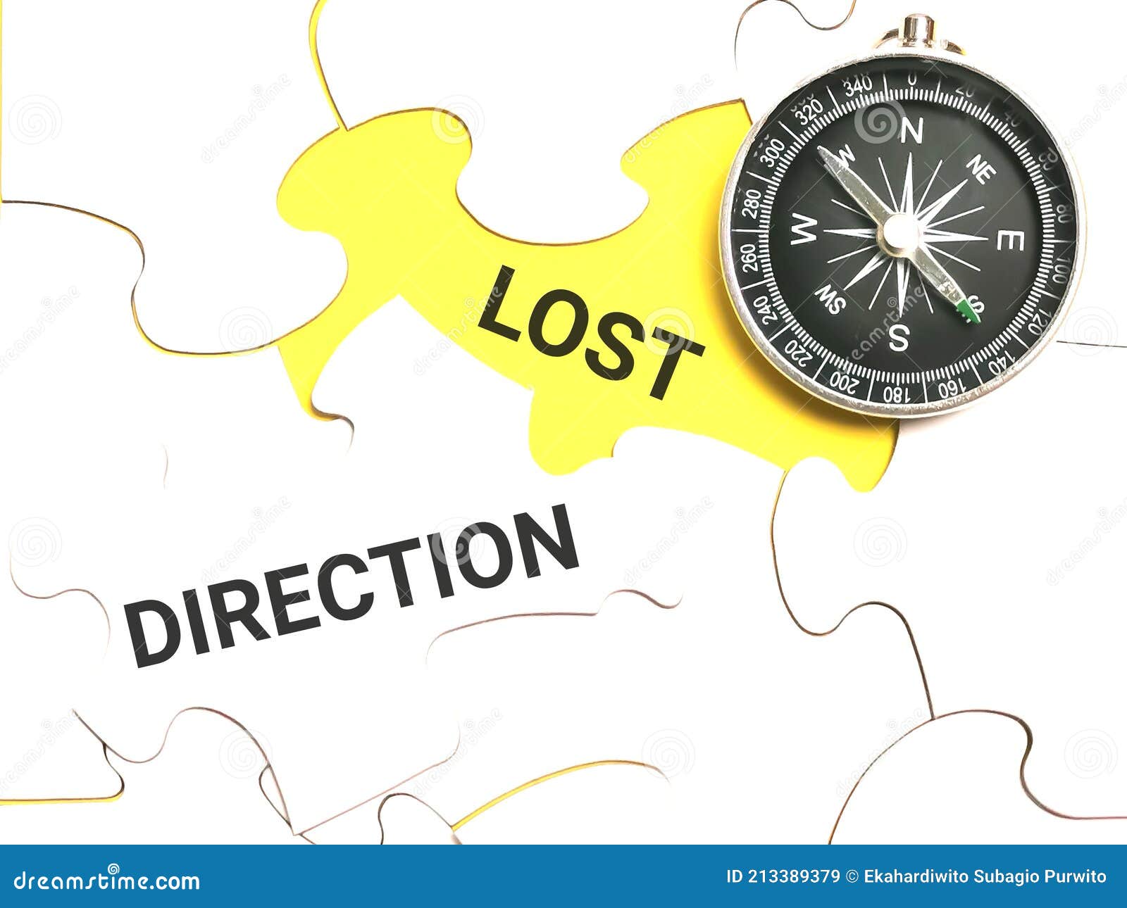 White Jigsaw Puzzles Written DIRECTION and LOST Stock Image - Image of ...
