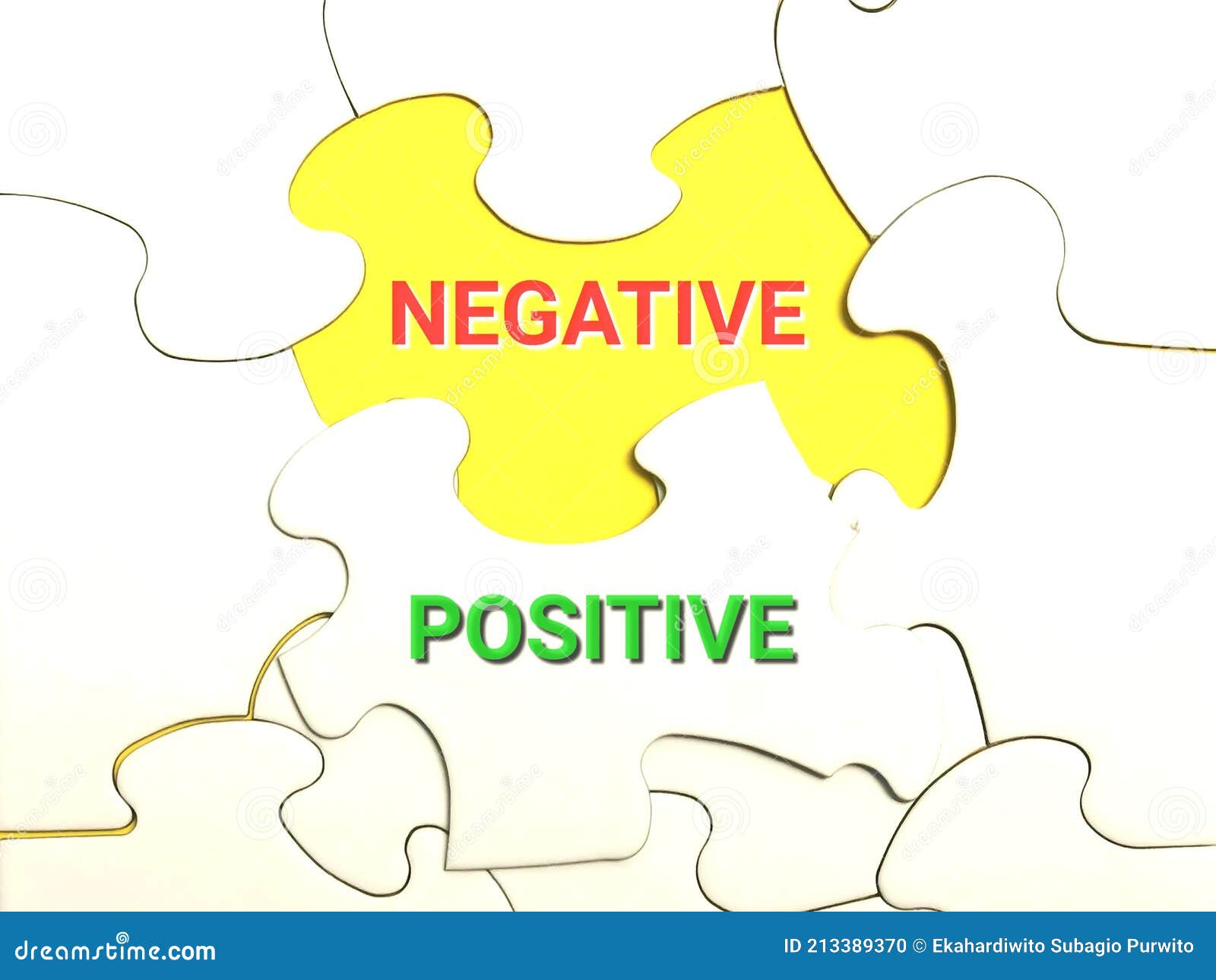 White Jigsaw Puzzles Written Positive and Negative. Stock Photo - Image ...