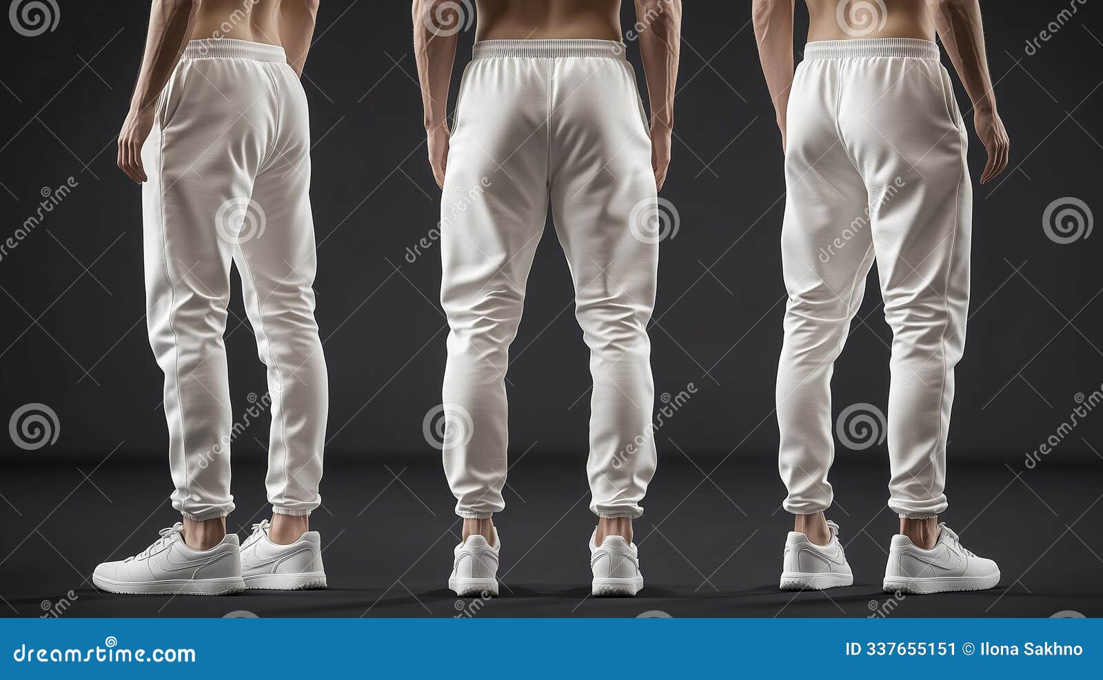 White Jogger Pants in Front and Back View Stock Illustration ...