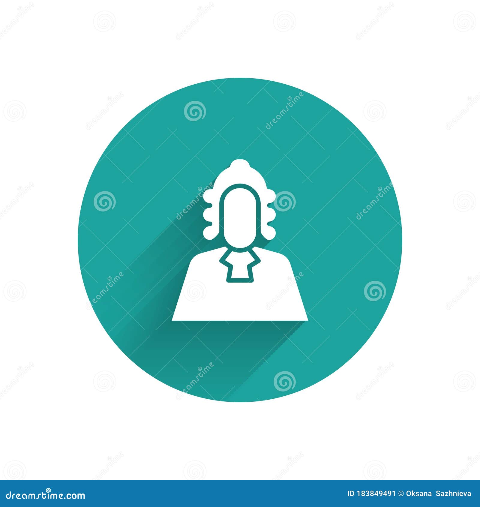 White Judge Icon Isolated with Long Shadow. Green Circle Button Stock ...