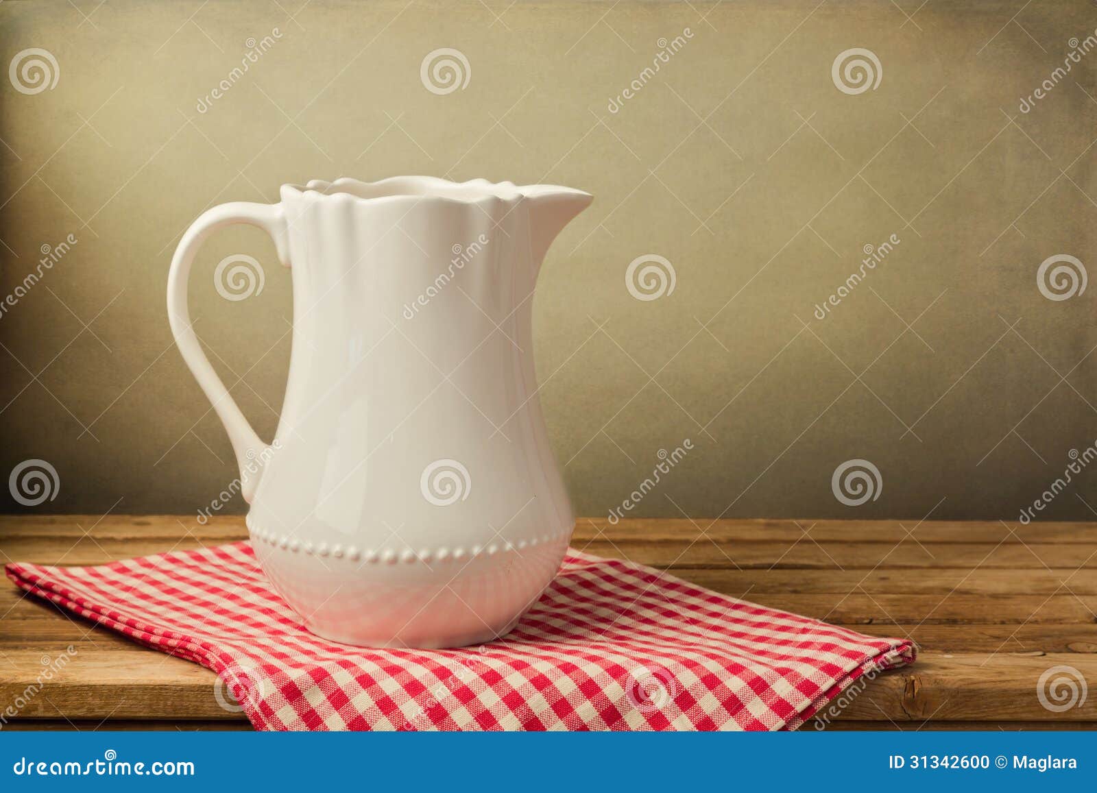 White jug on tablecloth stock photo. Image of artistic - 31342600