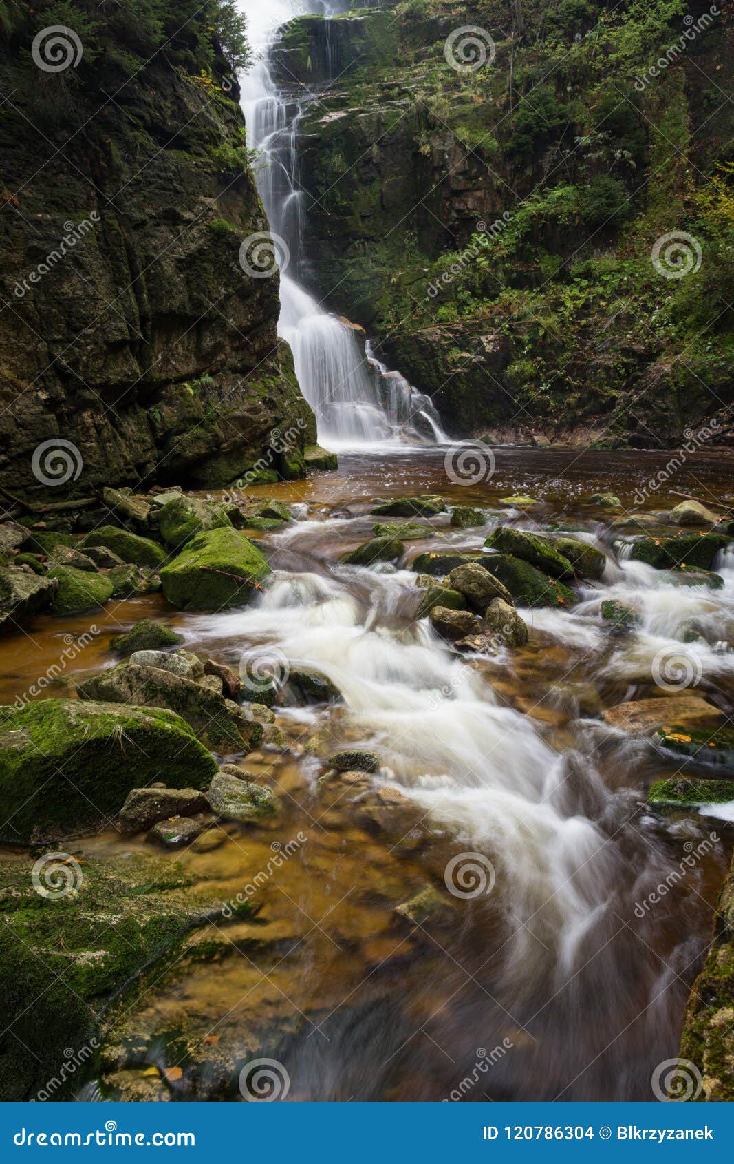 Kamienczyk Waterfall Falling into the Ravine. Stock Photo - Image of ...