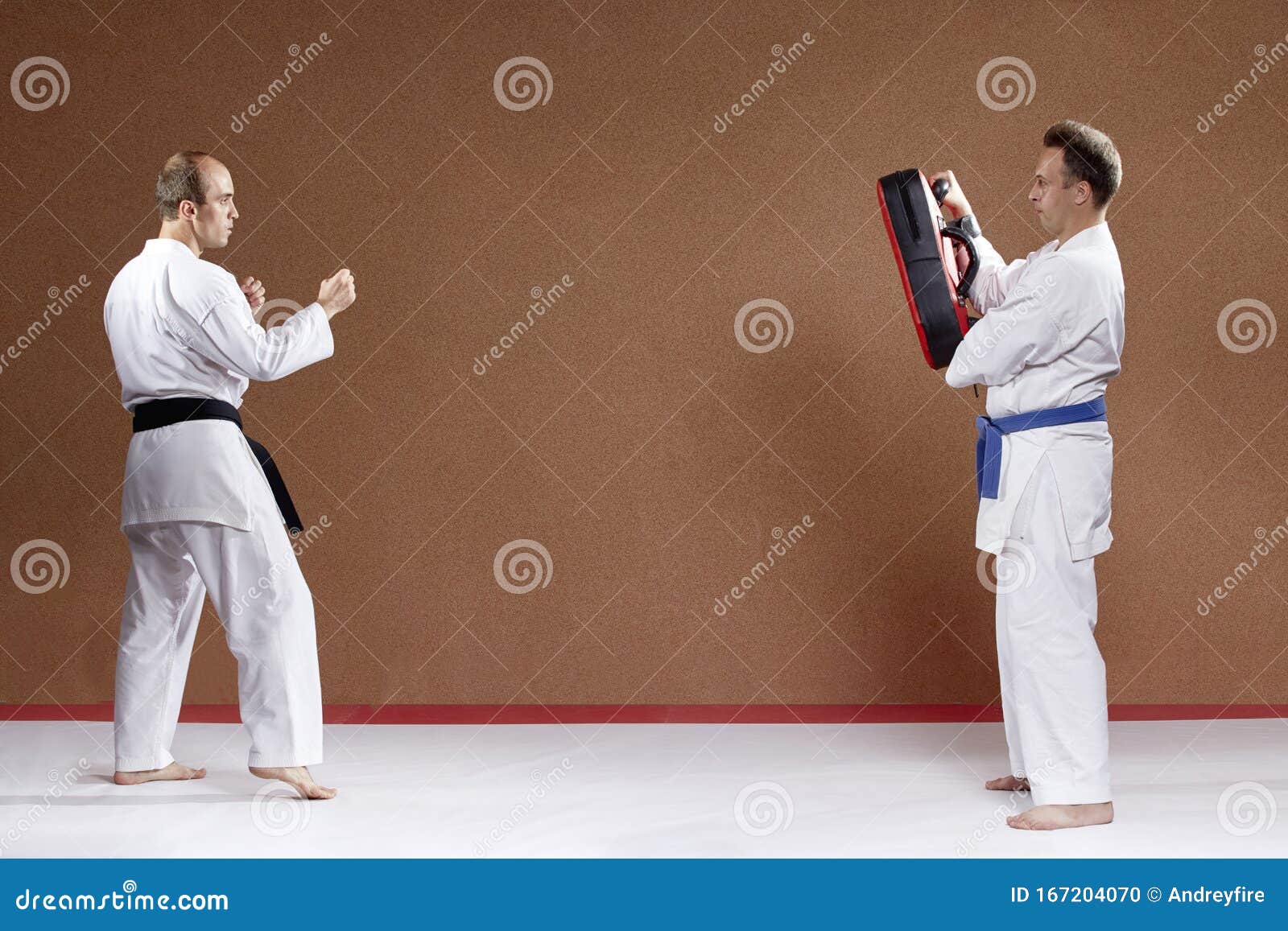 In the White Karategi Athlete is Preparing To Hit the Simulator Stock ...