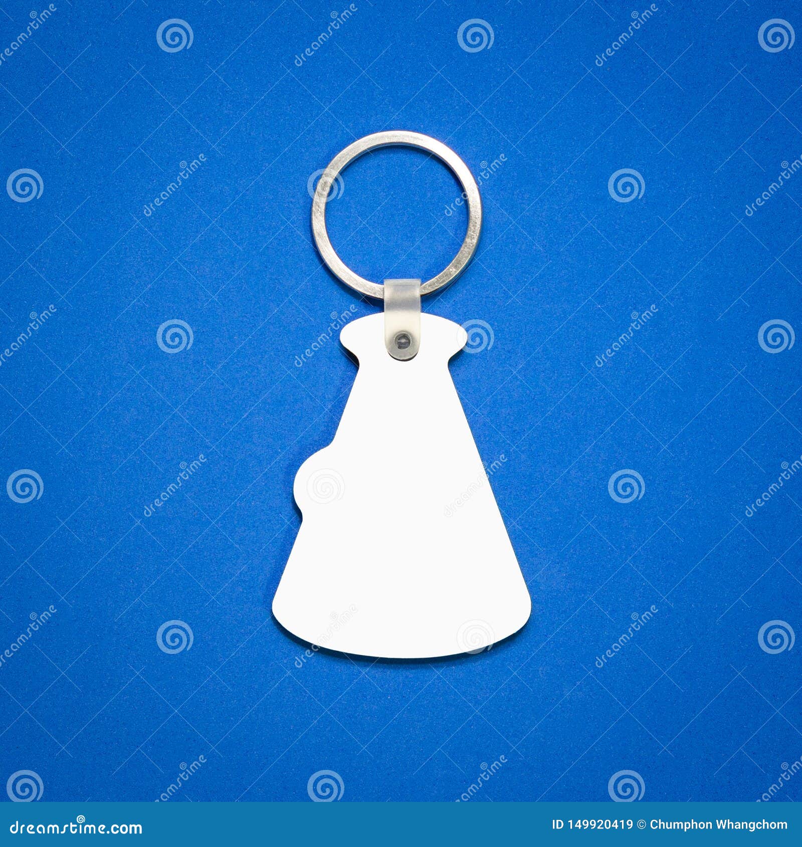 White Key Ring on Blue Background. Key Chain for Your Design. Hanging ...