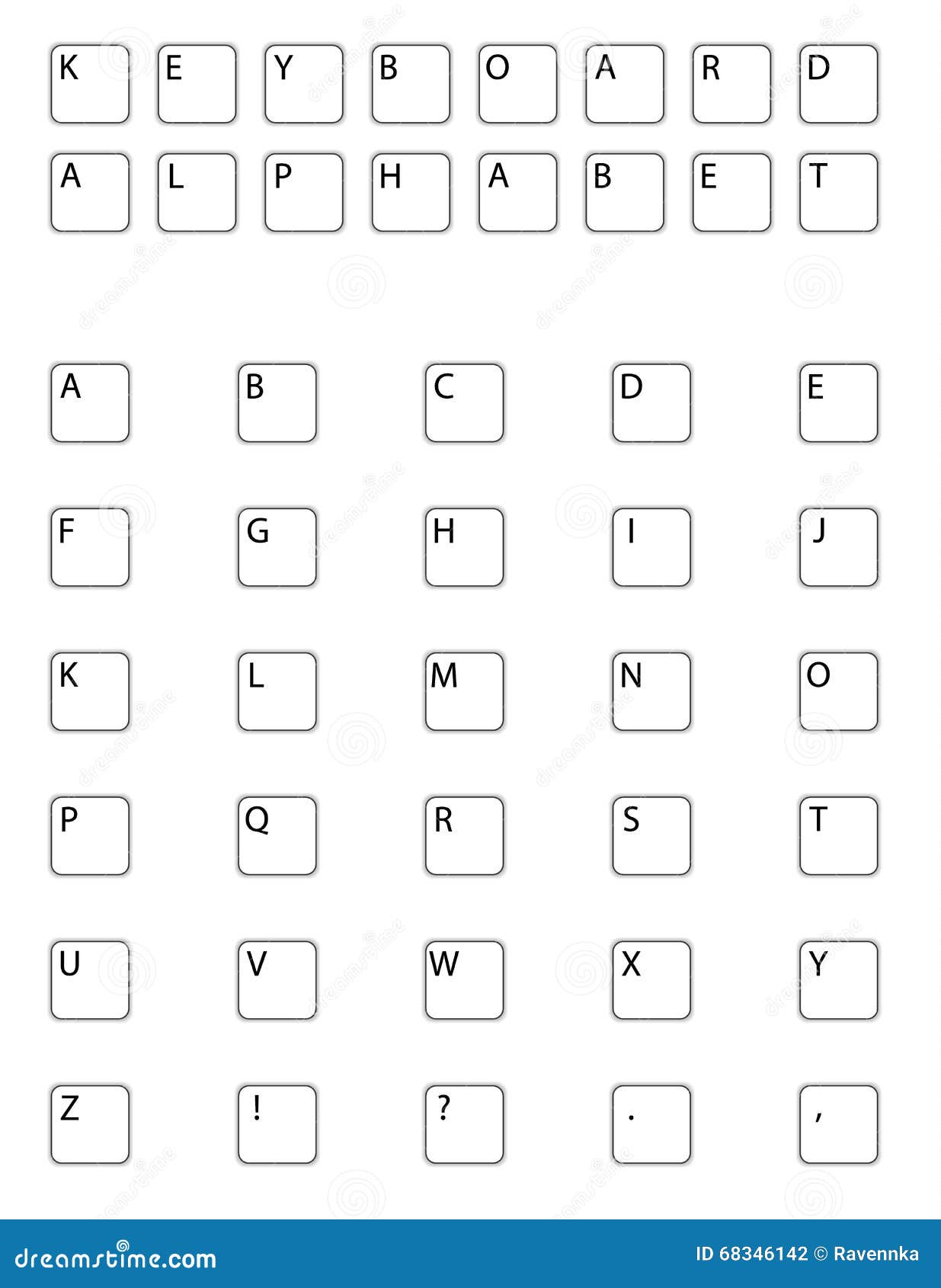 Keyboard Alphabet, Digits And Punctuation Marks Cartoon Vector ...