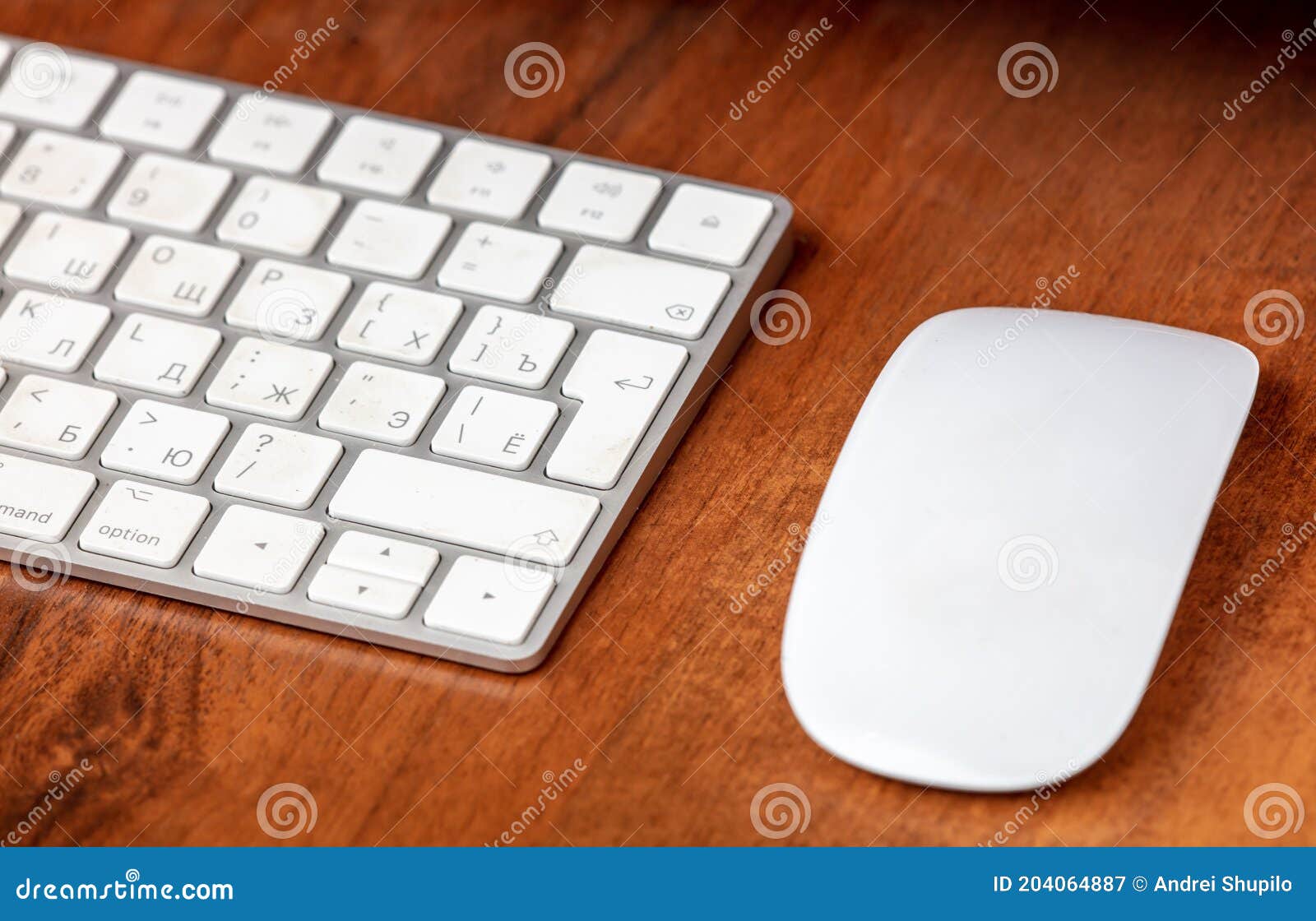 White Keyboard and Computer Mouse on the Table Stock Image - Image of ...