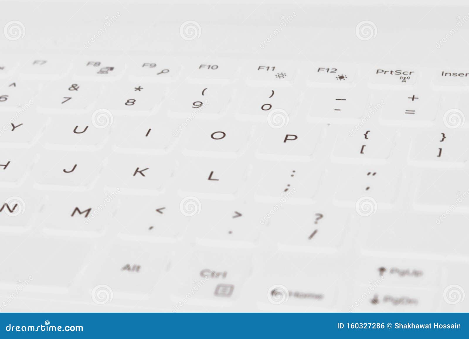 White Keyboard Layout with Pop Up White Light and Gray Button Name ...
