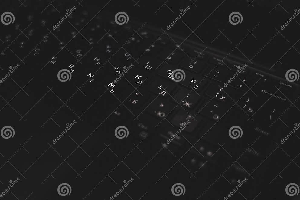 White Keyboard Letters on a Black Background Stock Image - Image of ...
