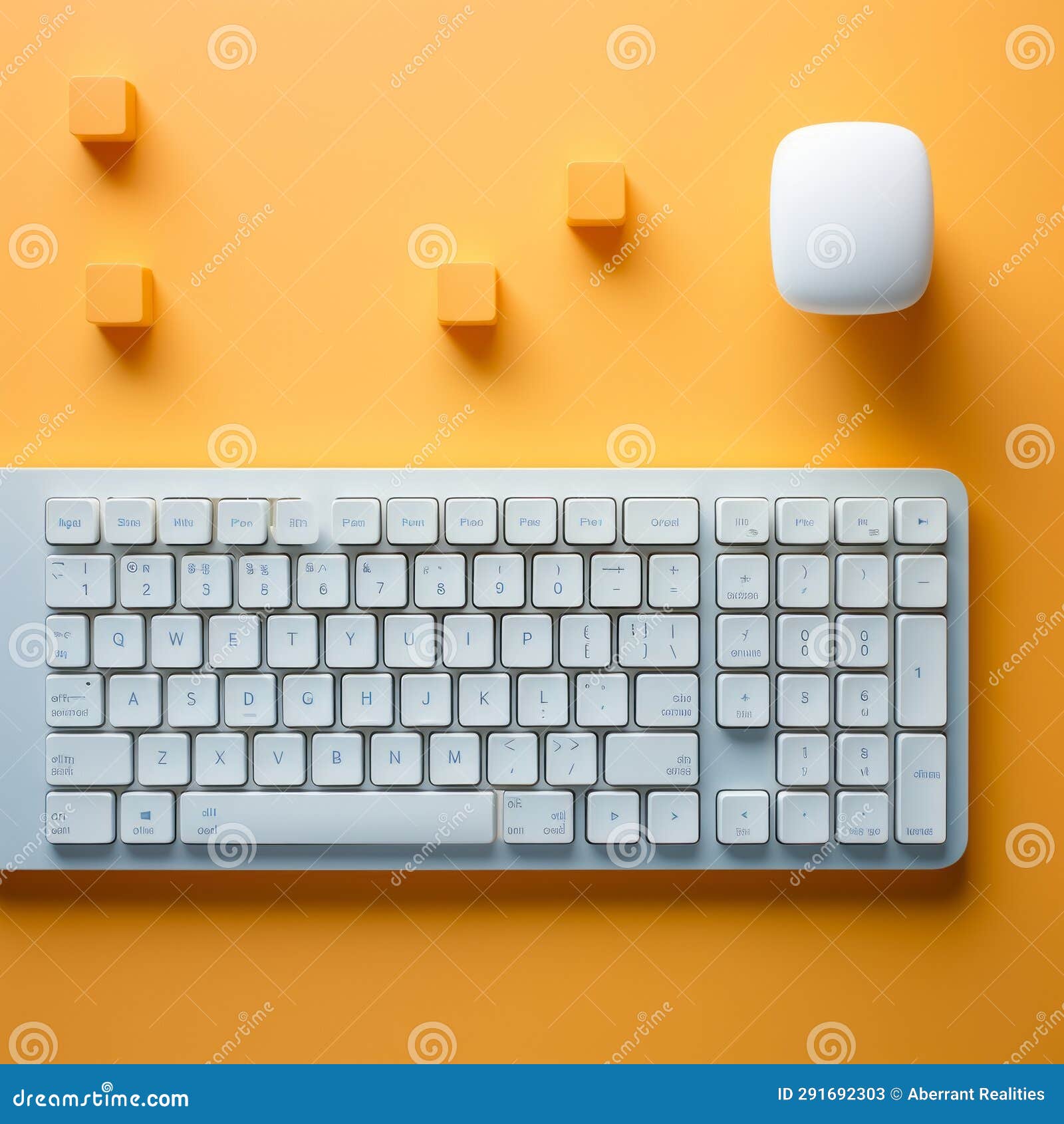 A White Keyboard and Mouse on an Orange Background Stock Illustration ...