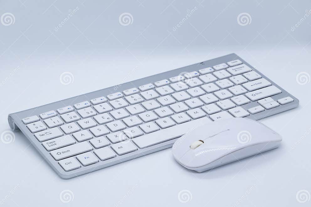 White Keyboard and Mouse with White Background 5 Stock Image - Image of ...