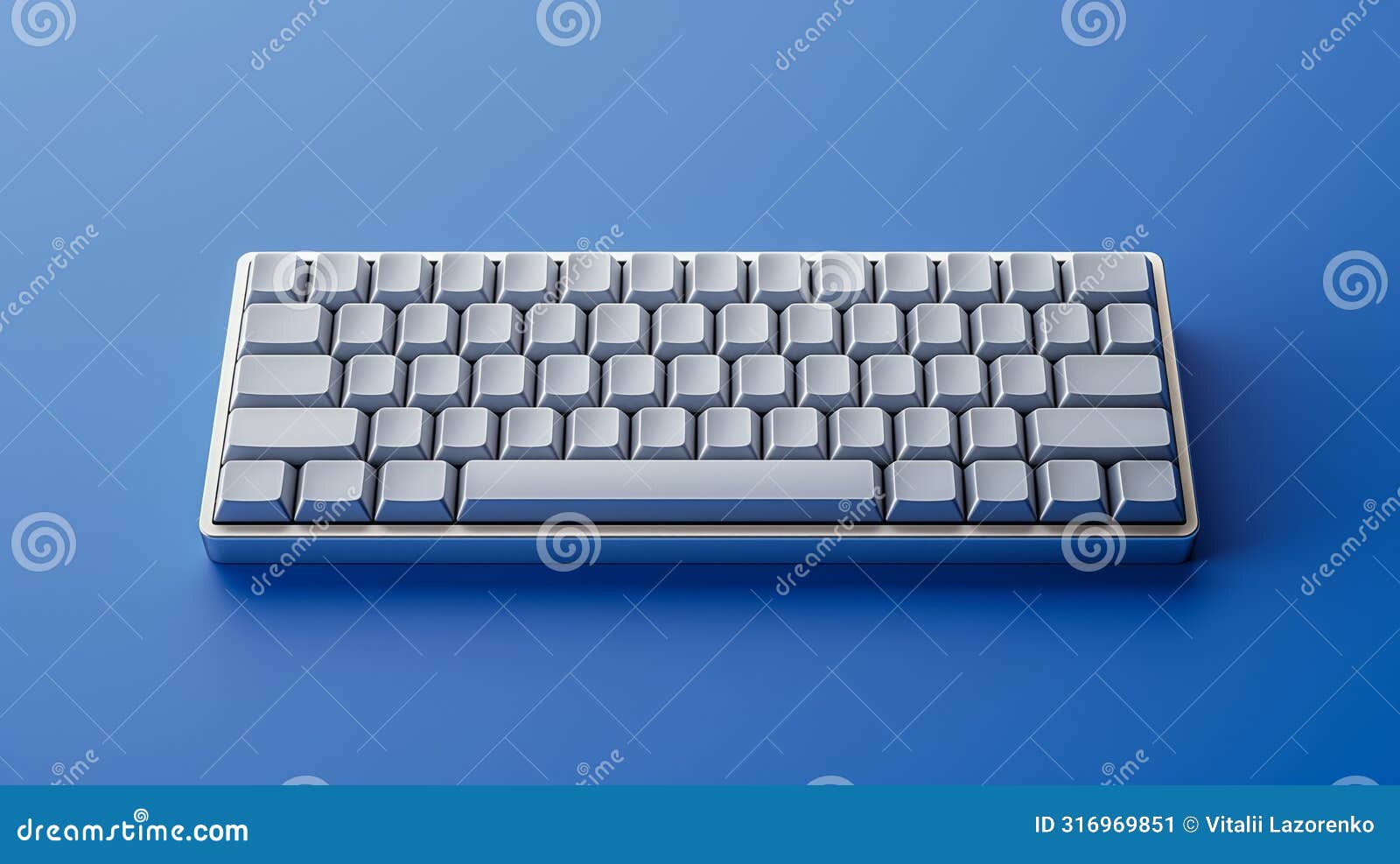 White Keyboard Without Numbers And Symbols On Blue Background. Keyboard ...