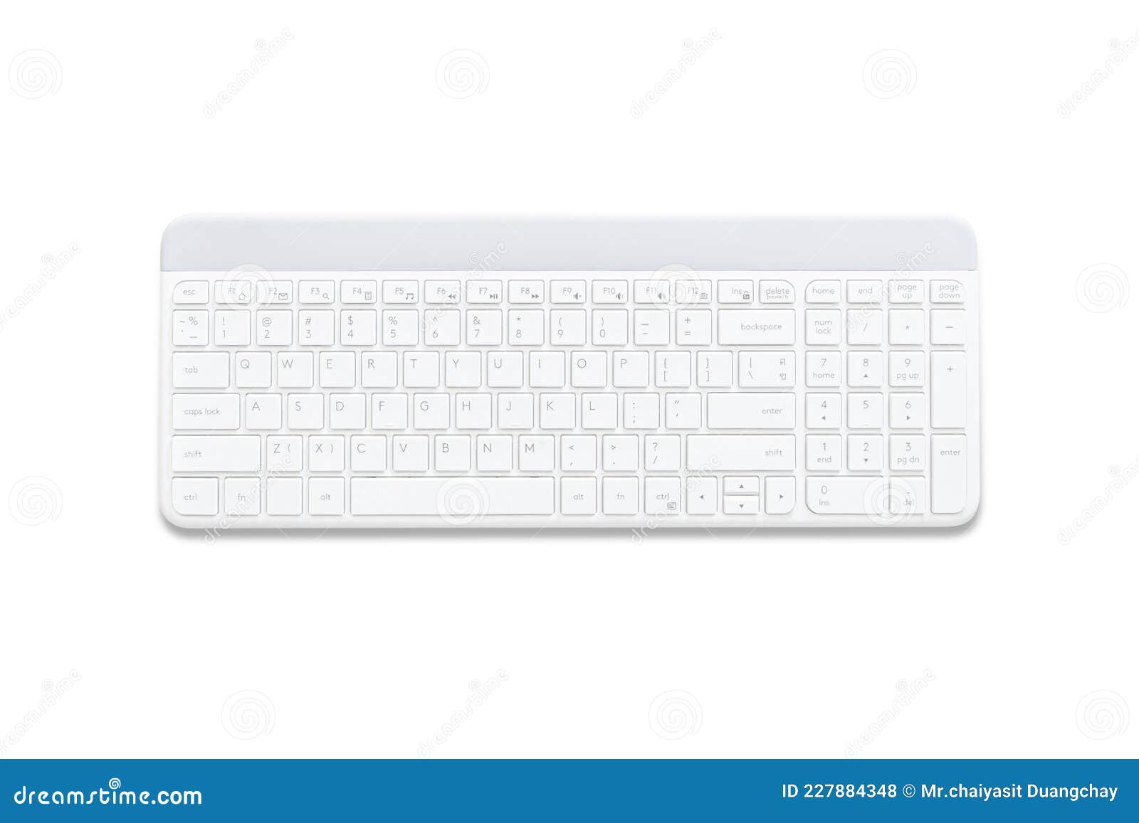 White Keyboard Wireless Type Computer Desktop or Laptop on the White ...