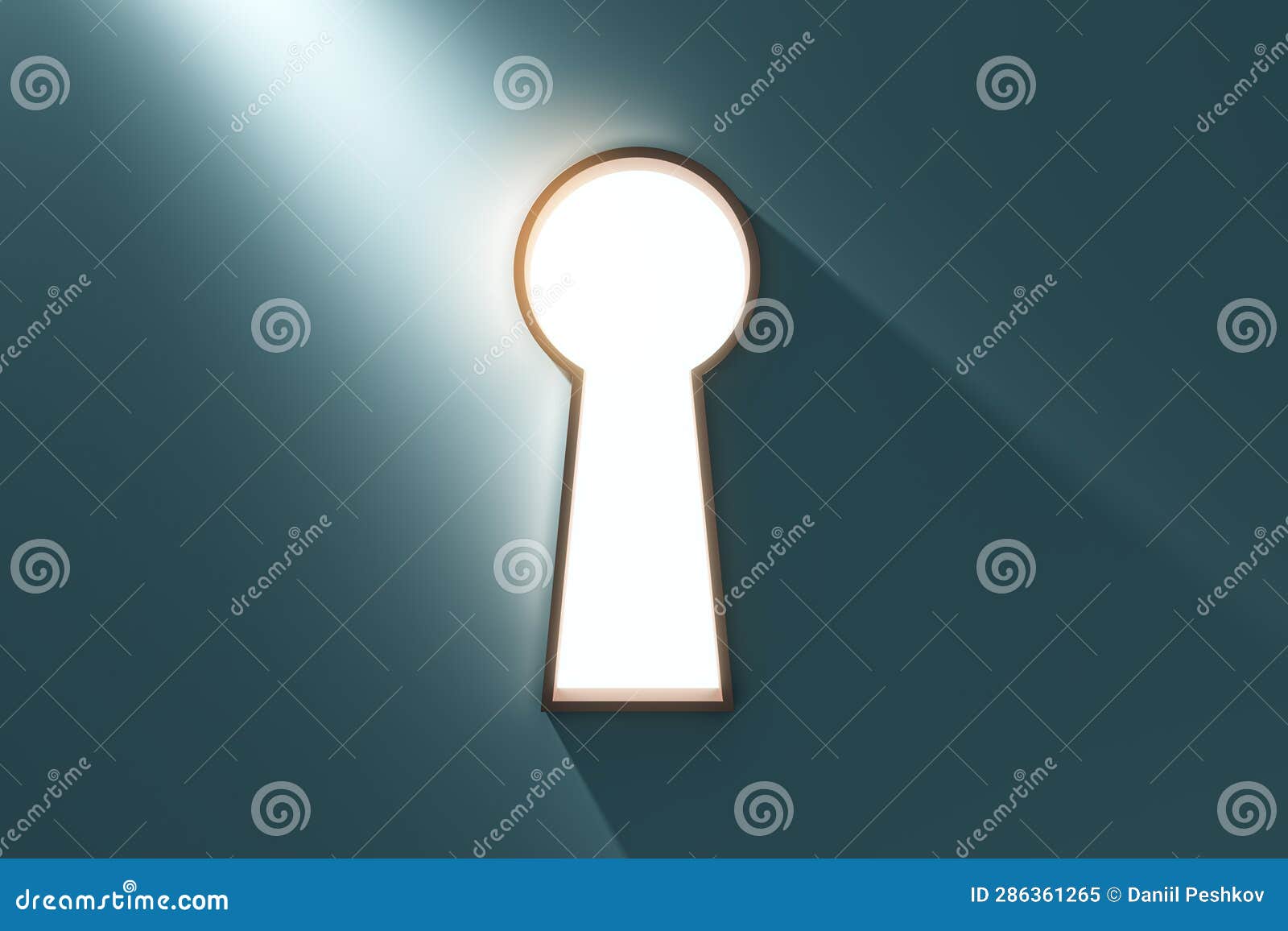 White Keyhole Opening in Blue Concrete Wall. Future, Way and Ambition ...