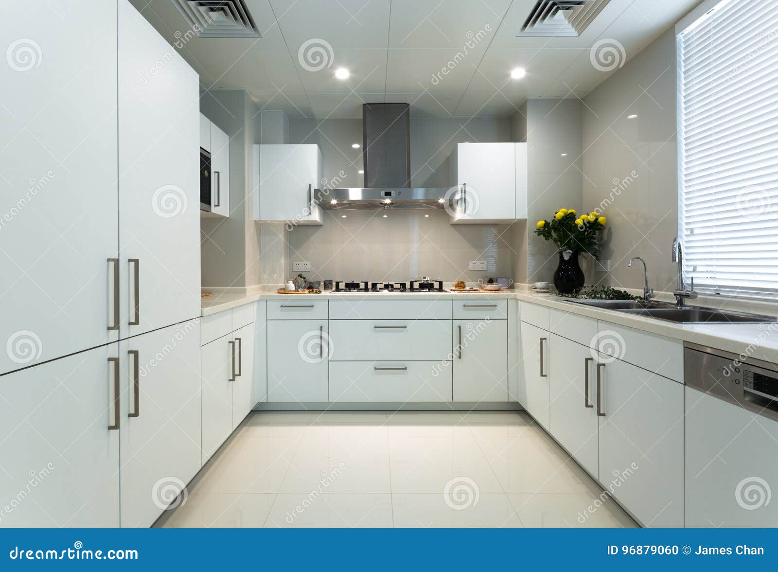 White kitchen stock photo. Image of room, decoration - 96879060