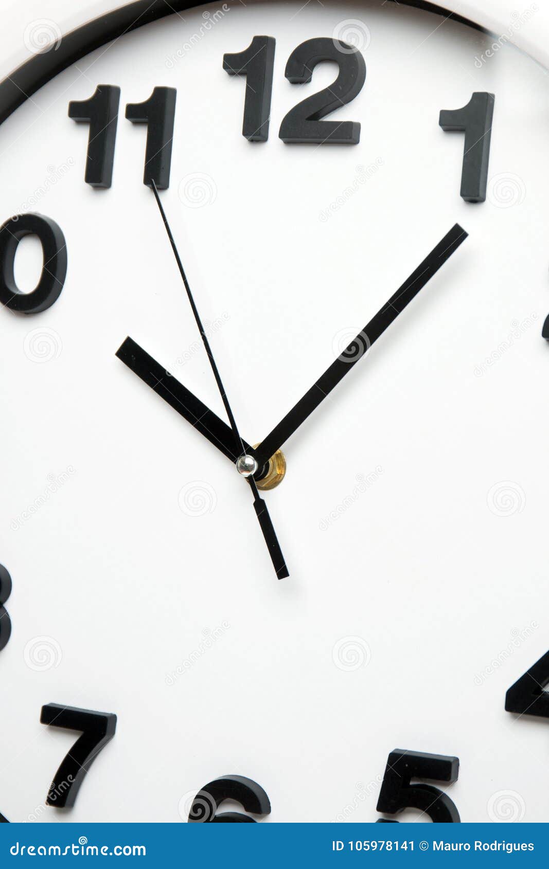 White Kitchen Clock with Black Numbers Stock Image - Image of single ...