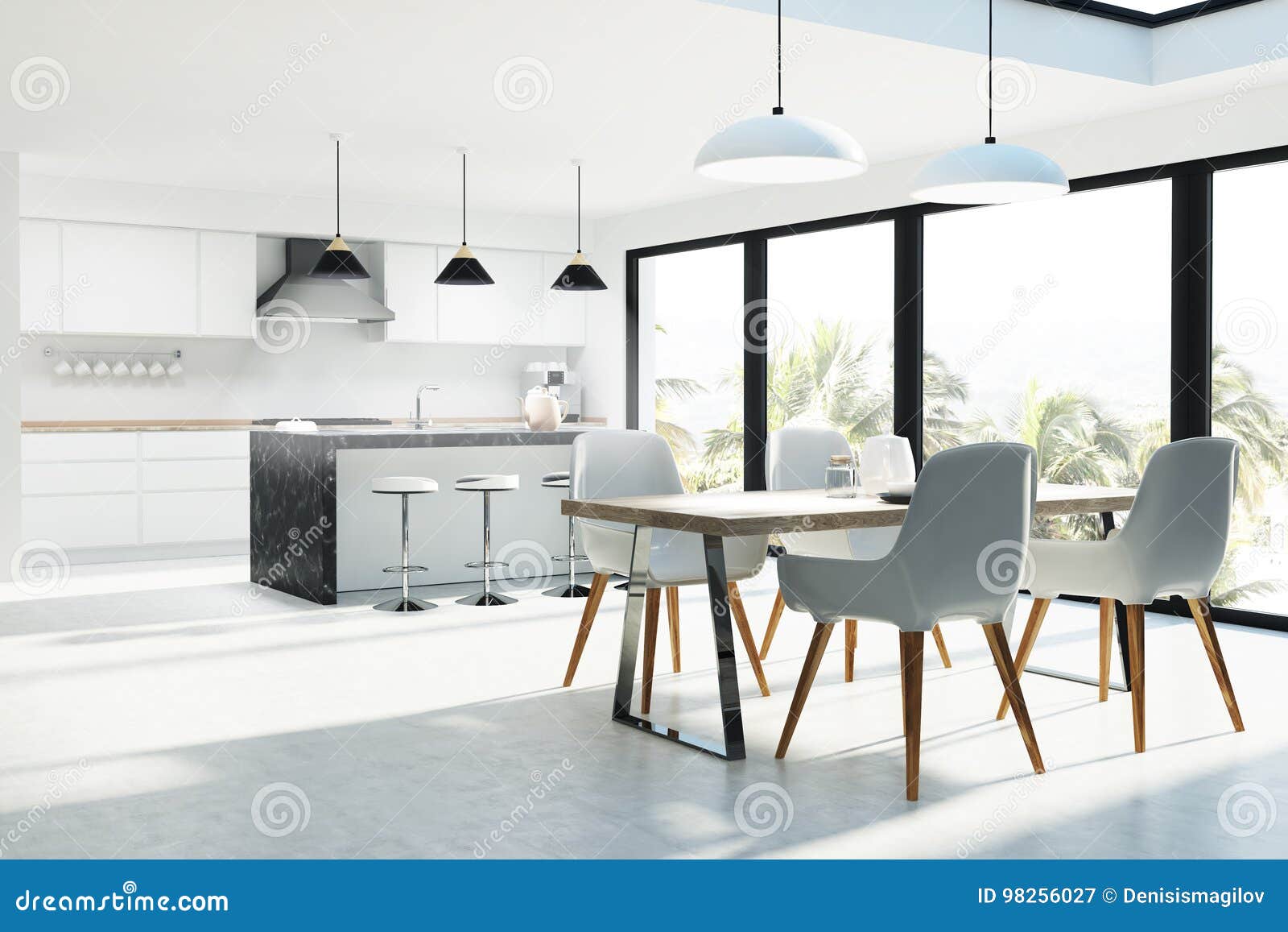 Loft Corner With Shelving Unit And Table, Black Royalty-Free Stock ...