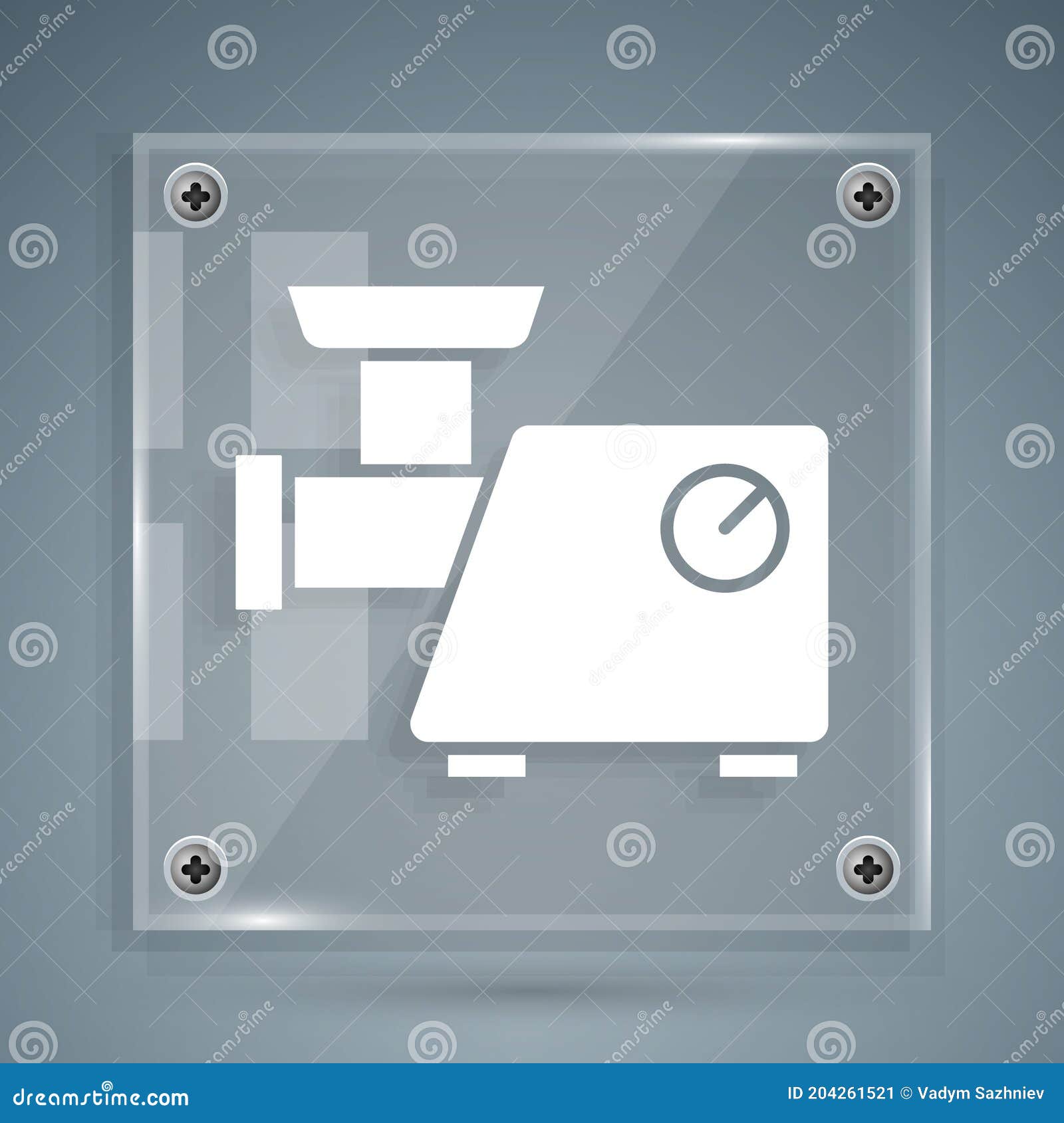 White Kitchen Meat Grinder Icon Isolated on Grey Background. Square ...