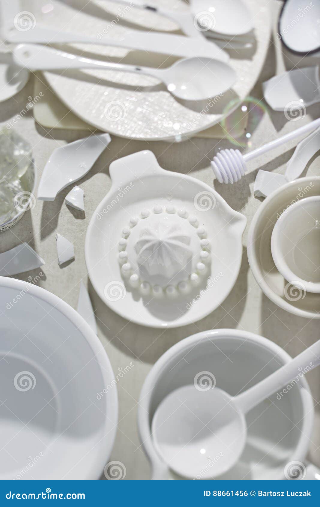 White Kitchen Plates Pots Cutlery Stock Photo - Image of kitchenware ...