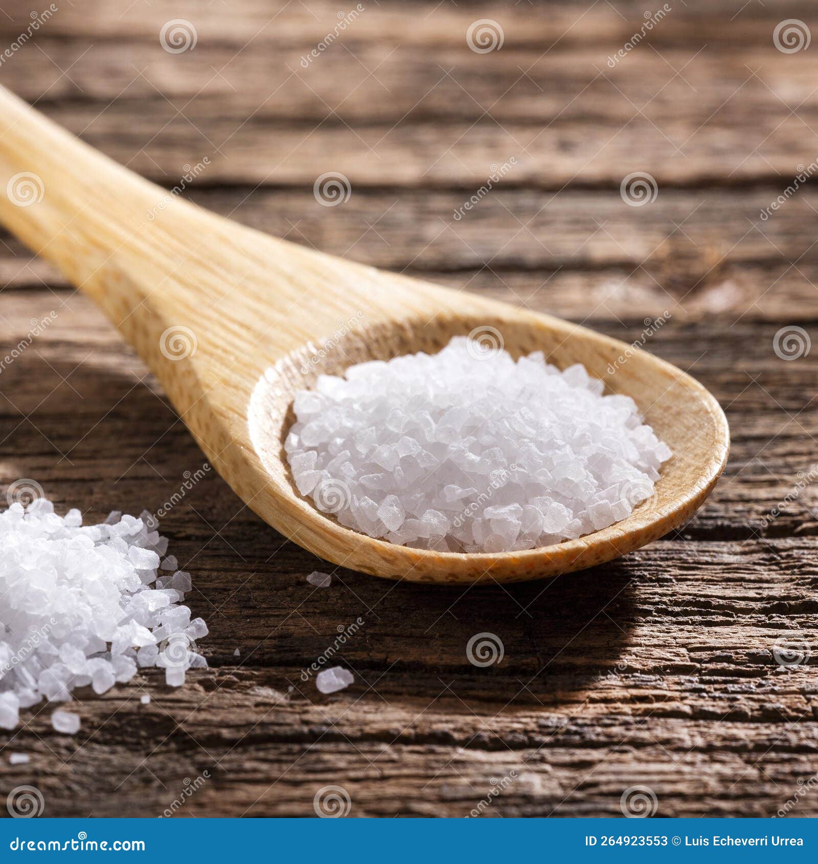 White Kitchen Salt Crystals in Wooden Spoon Stock Image - Image of bath ...
