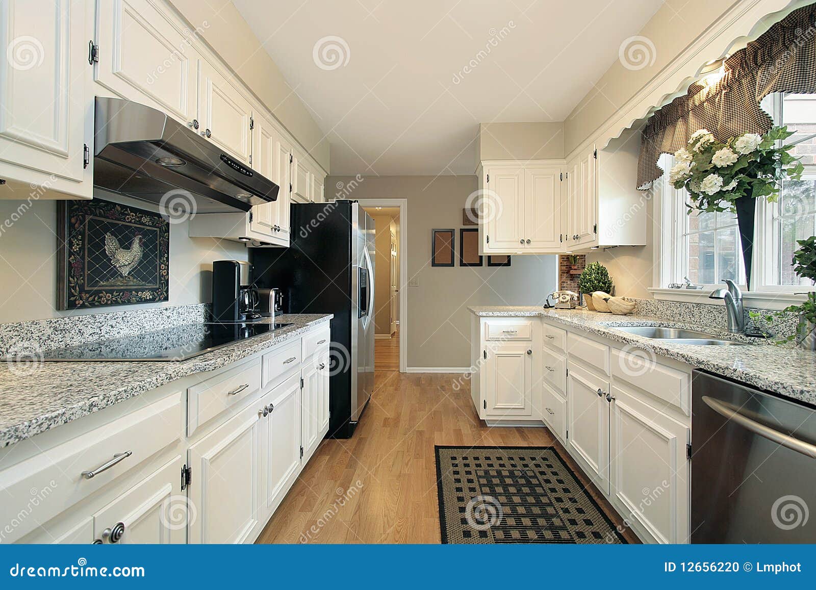 White Kitchen in Suburban Home Stock Photo - Image of architecture ...