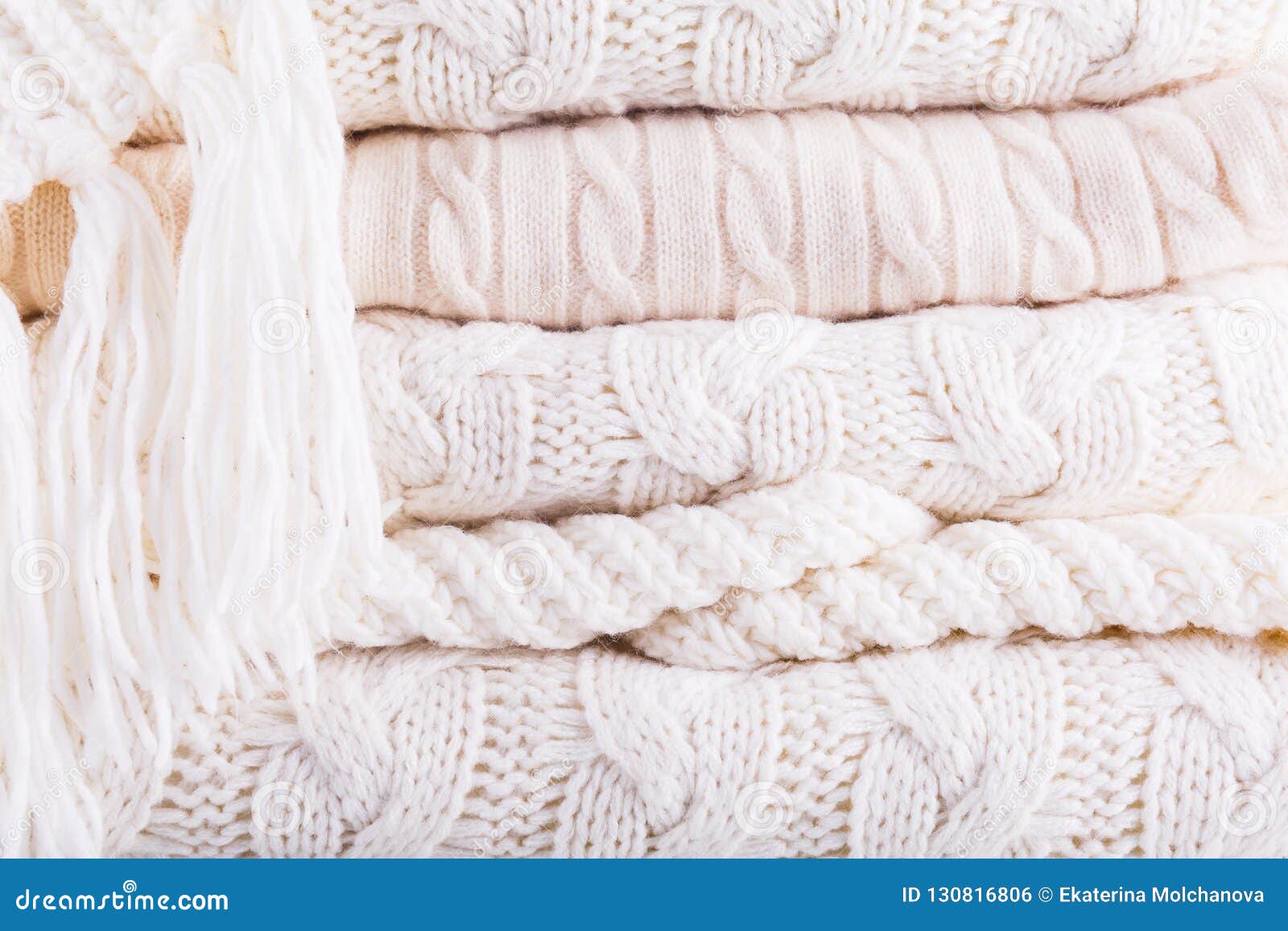 White Knits Pile. Warm Cozy Home Concept Stock Photo - Image of ...
