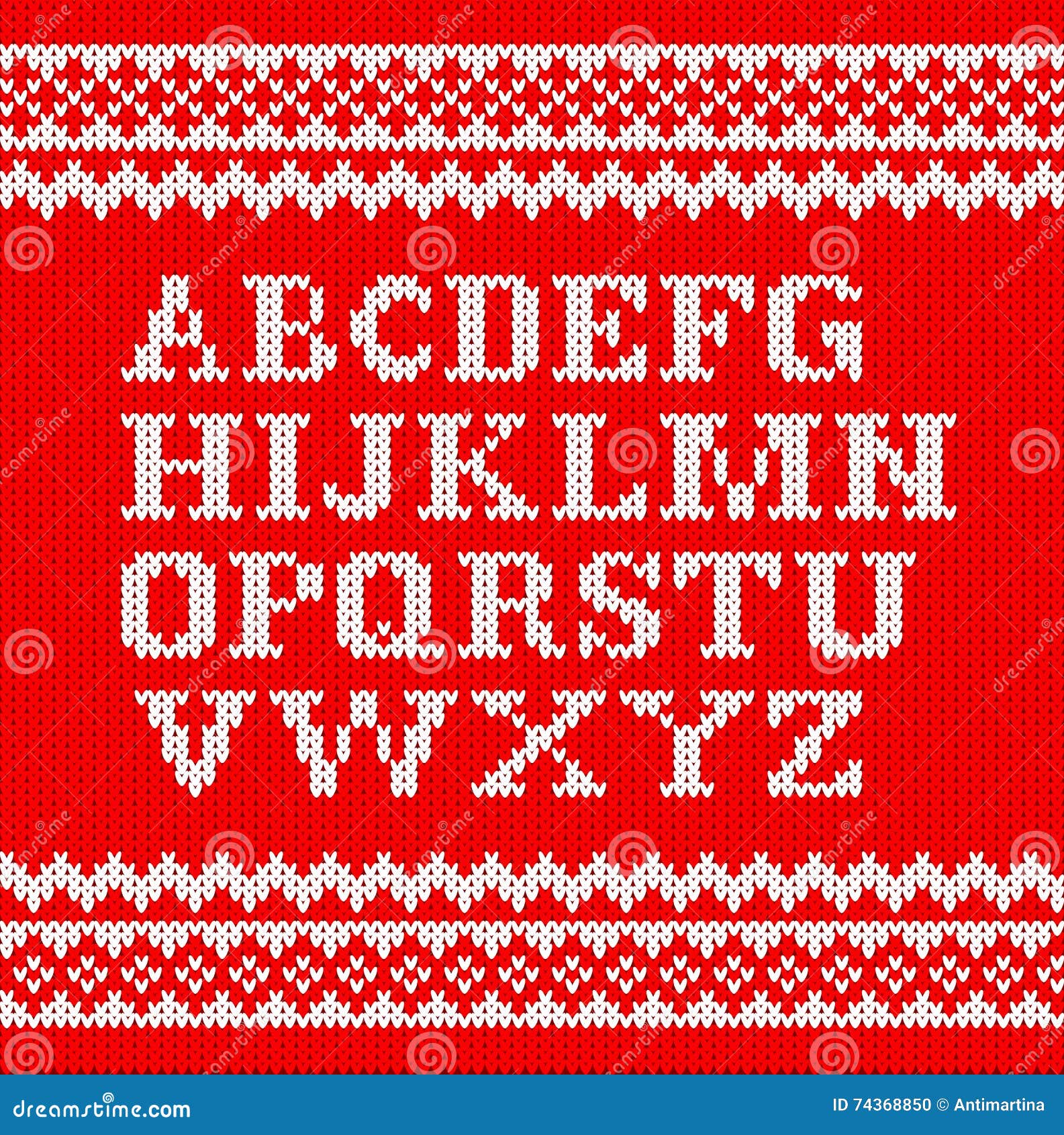 White Knitting Alphabet on Red Background Stock Vector - Illustration ...