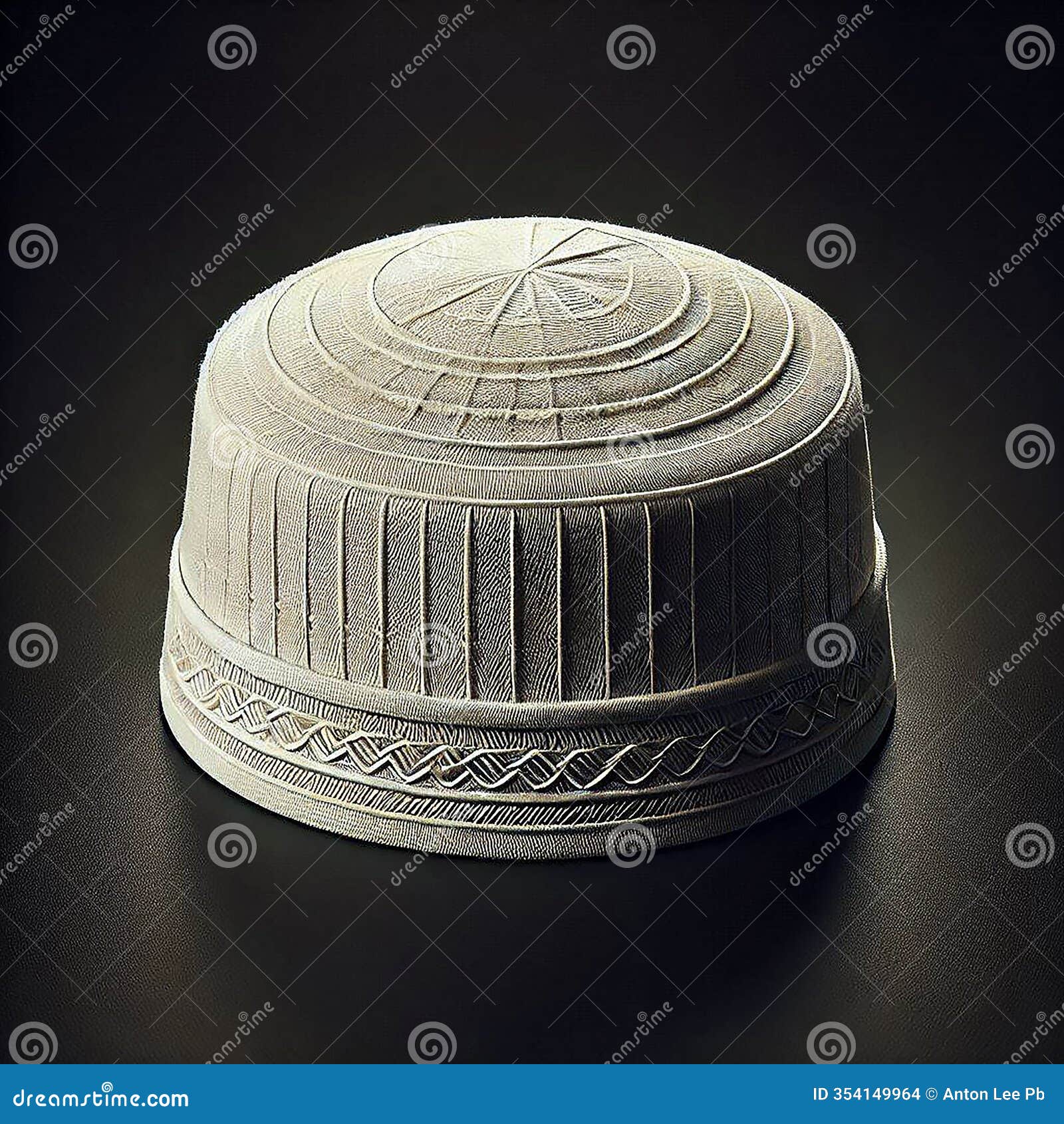 White kufi hat on black stock illustration. Illustration of sharp ...