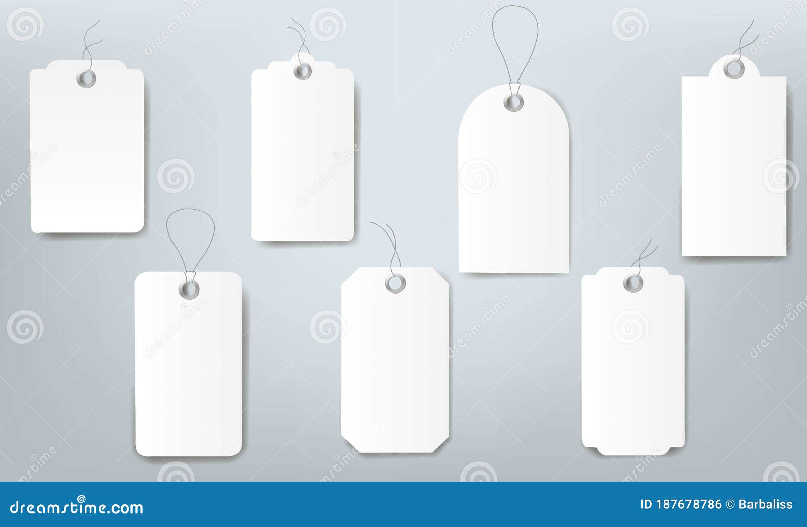 White Labels Collection Isolated Grey Background Stock Vector ...