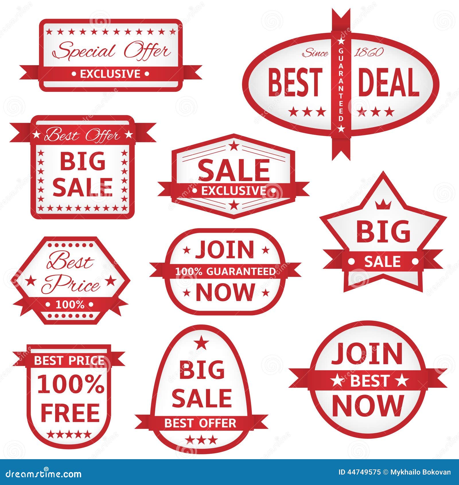 White Labels with Red Frame Stock Vector - Illustration of award, label ...