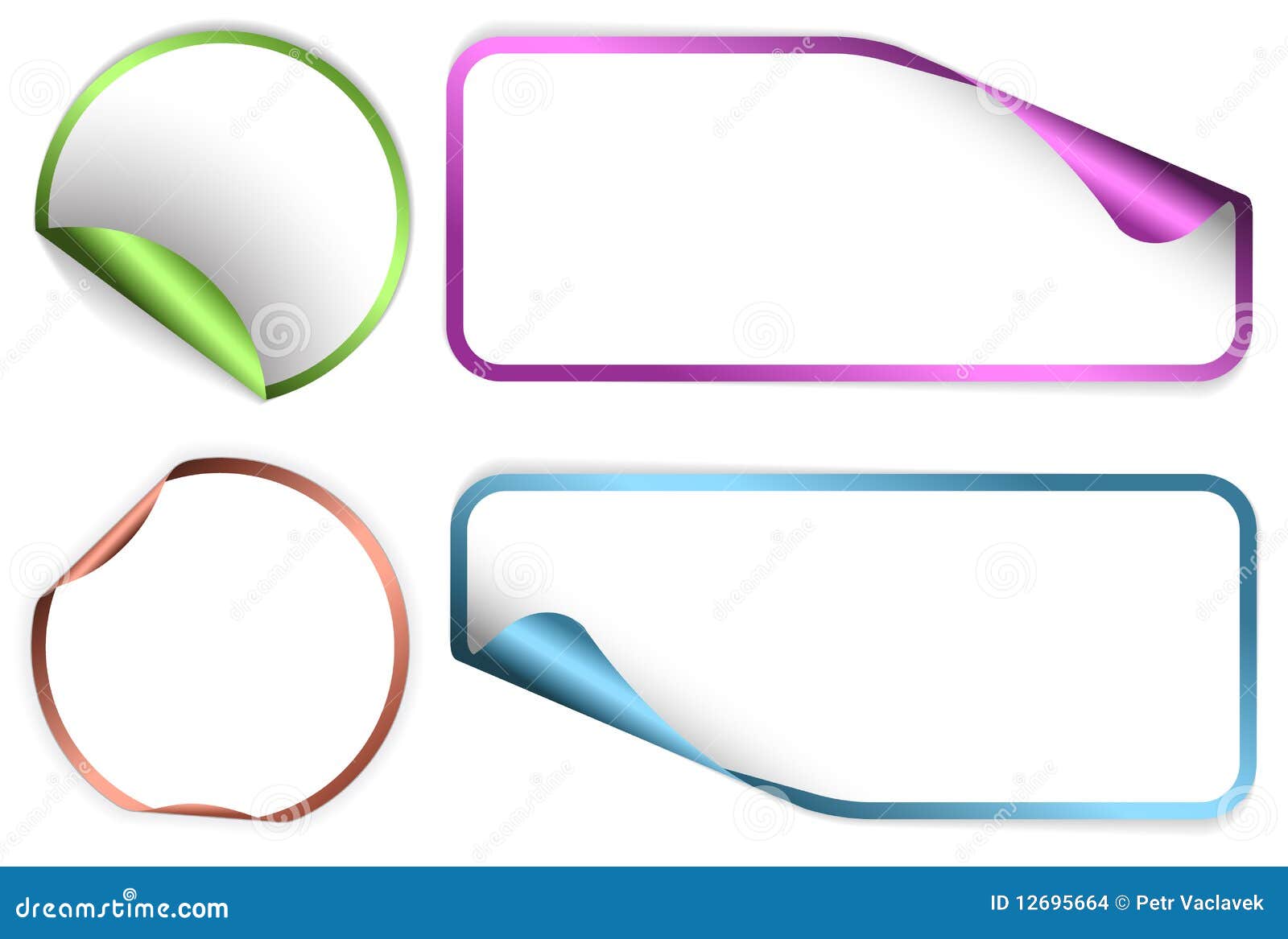 White Labels and Stickers with Colorful Border Stock Illustration ...
