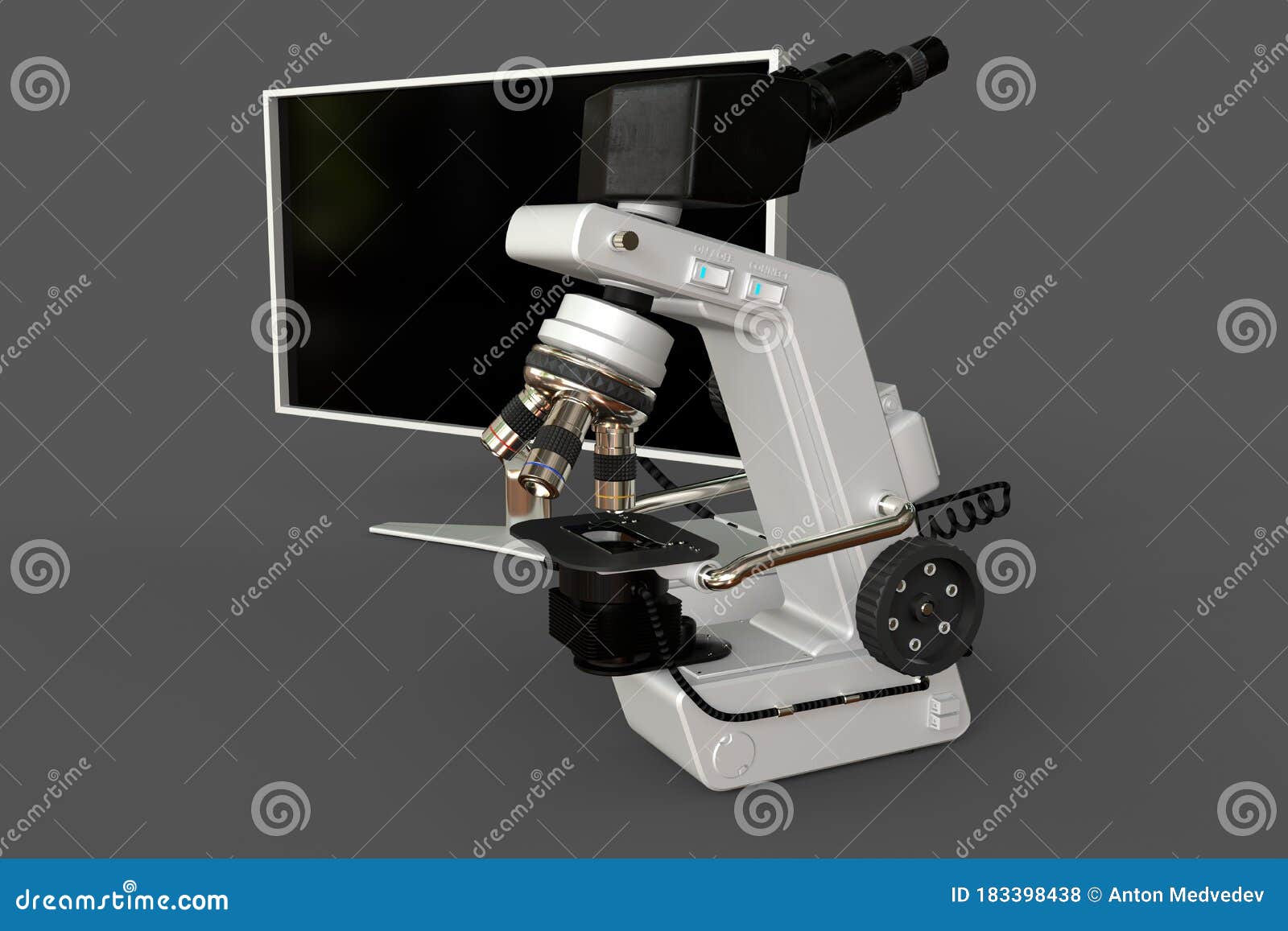 White Laboratory Microscope, Cpu Box and Empty Display Isolated ...