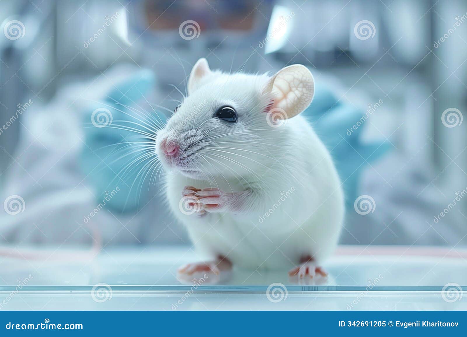 White Laboratory Rat in the Laboratory. Concept of Scientific Research ...